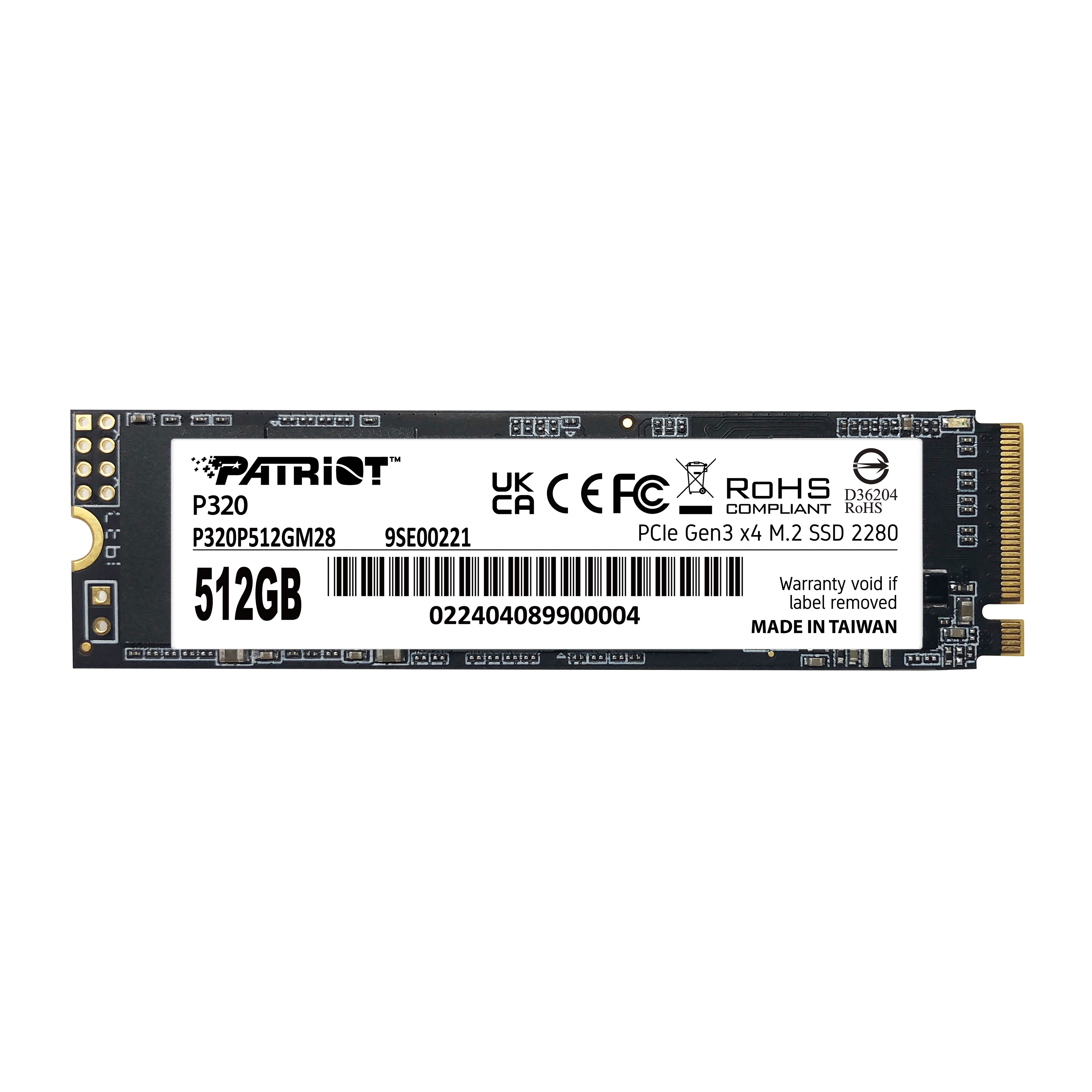 Patriot P320 512GB Internal SSD - NVMe PCIe Gen 3x4 - M.2 2280 - Solid ...
