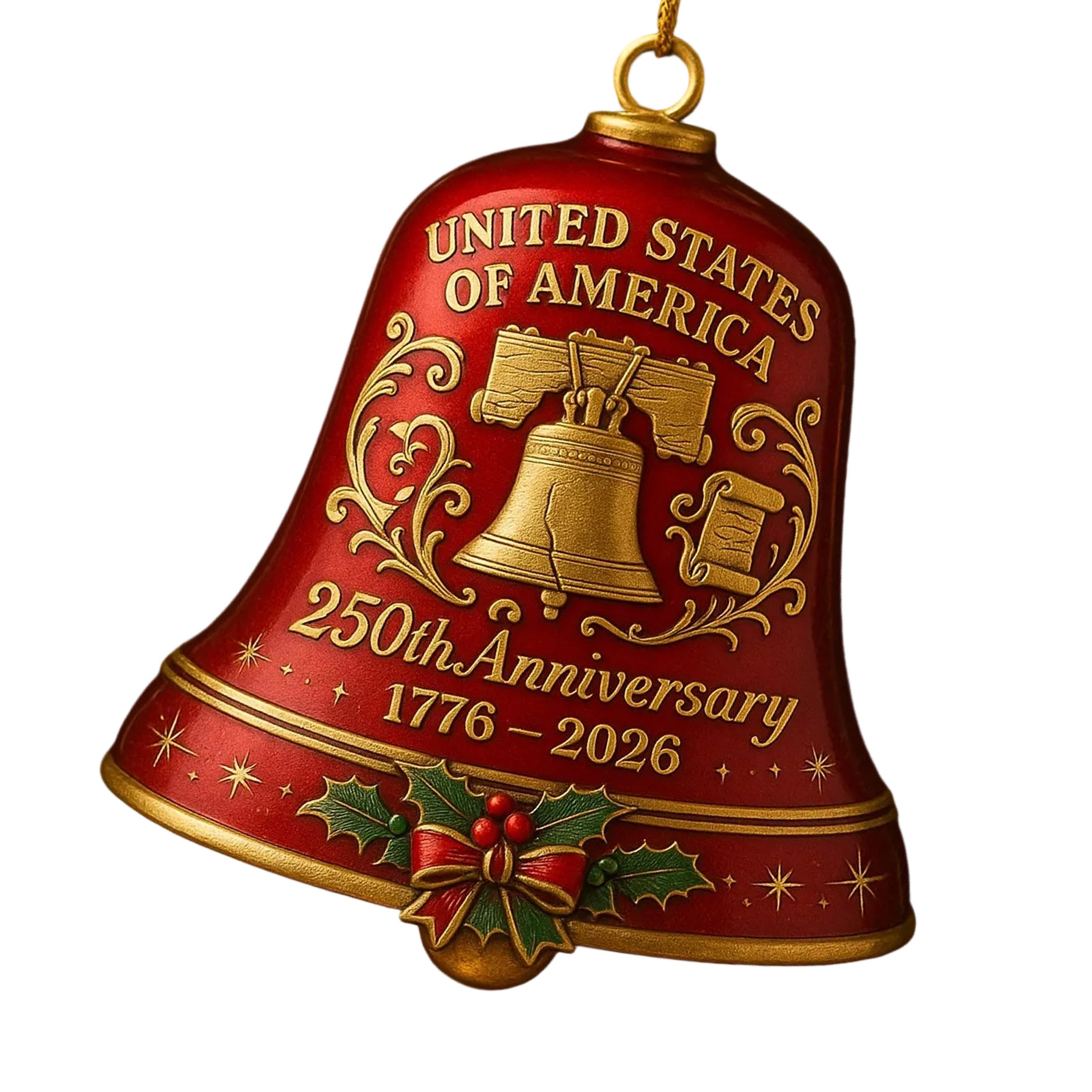 Patriotic 1776-2026 US 250th Anniversary Bells, Christmas Ornaments ...