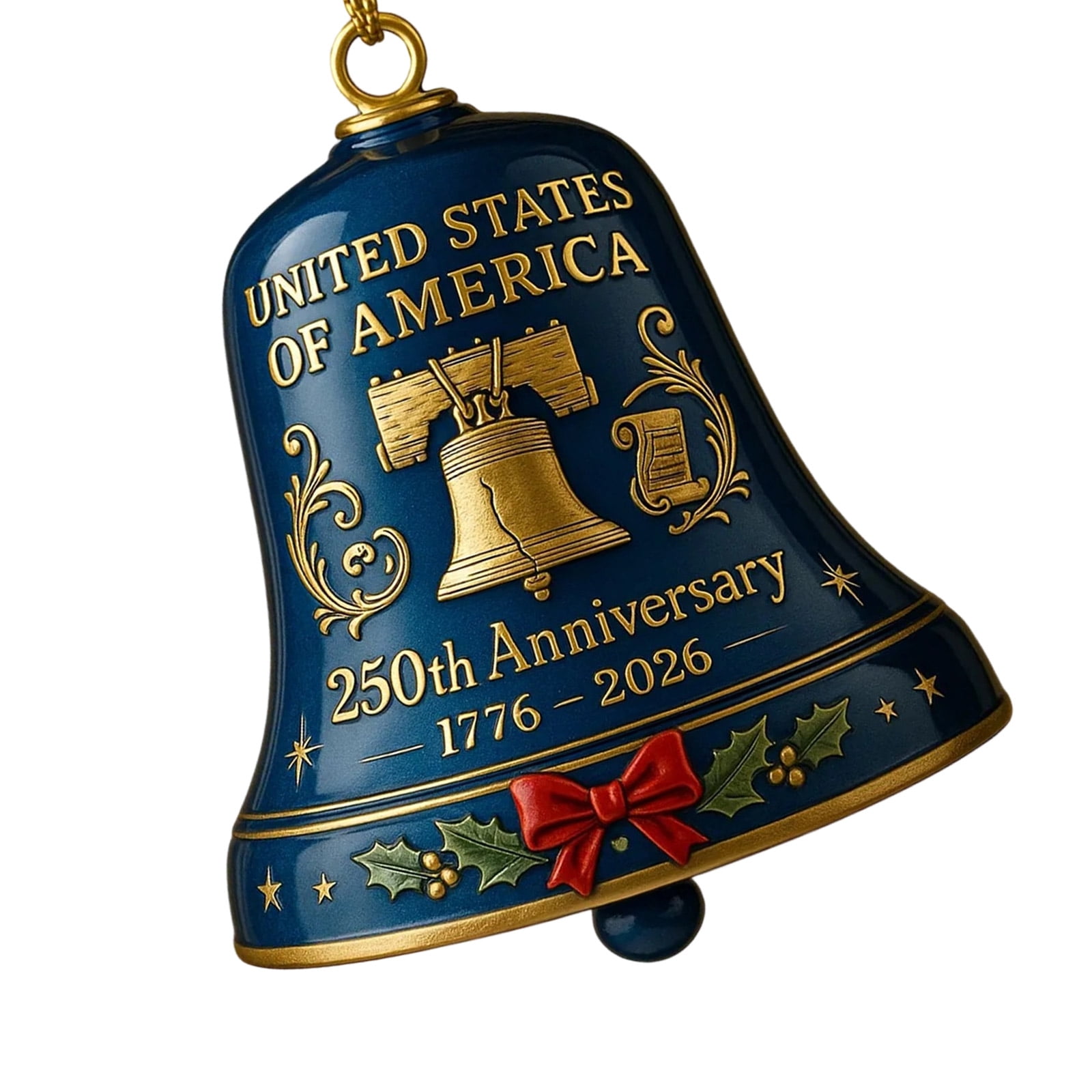 Patriotic 1776-2026 US 250th Anniversary Bells, Christmas Ornaments ...