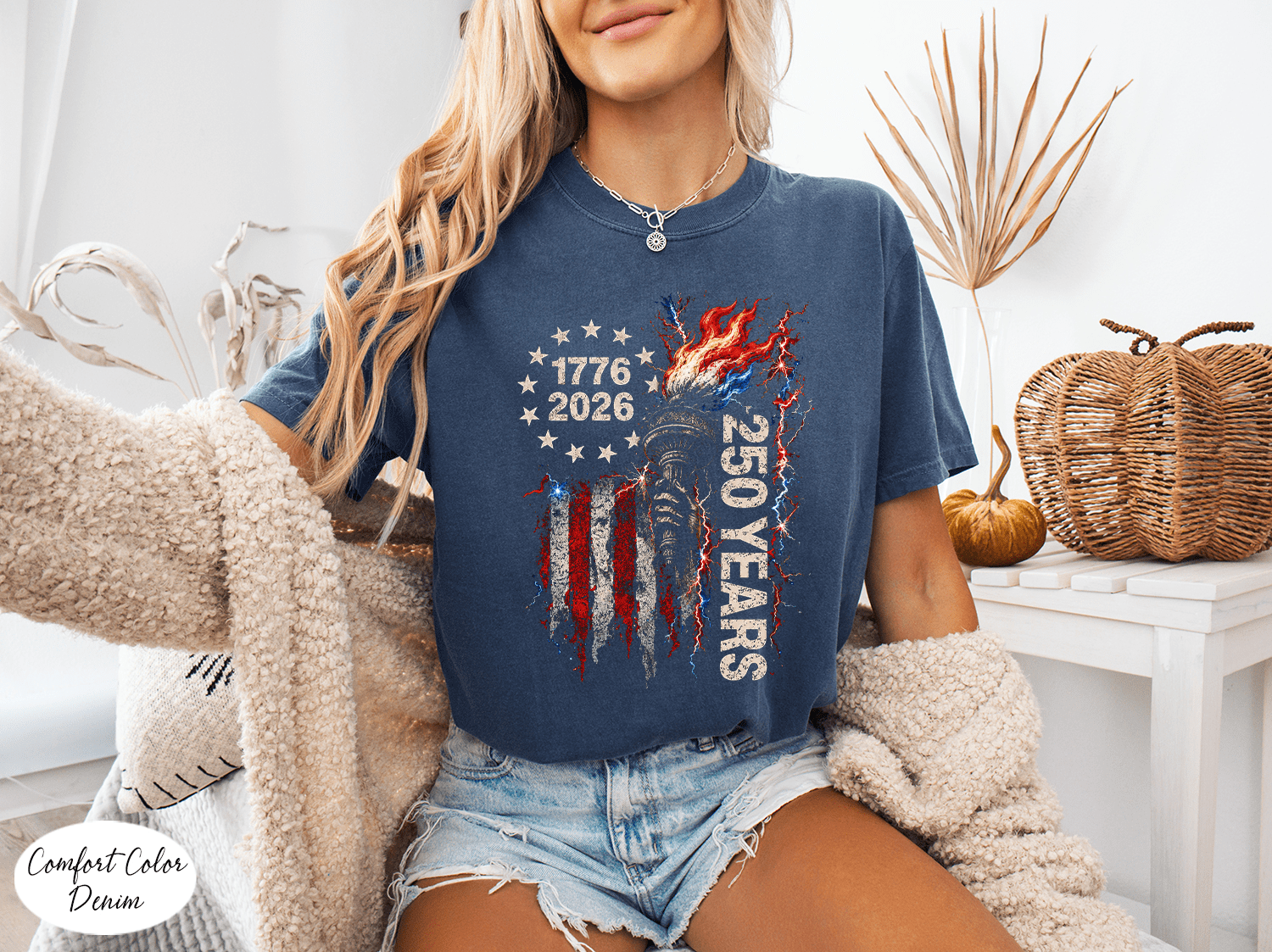 Patriotic 250 Years Shirt 1776-2026, USA Torch Graphic Tee, 4th of July ...