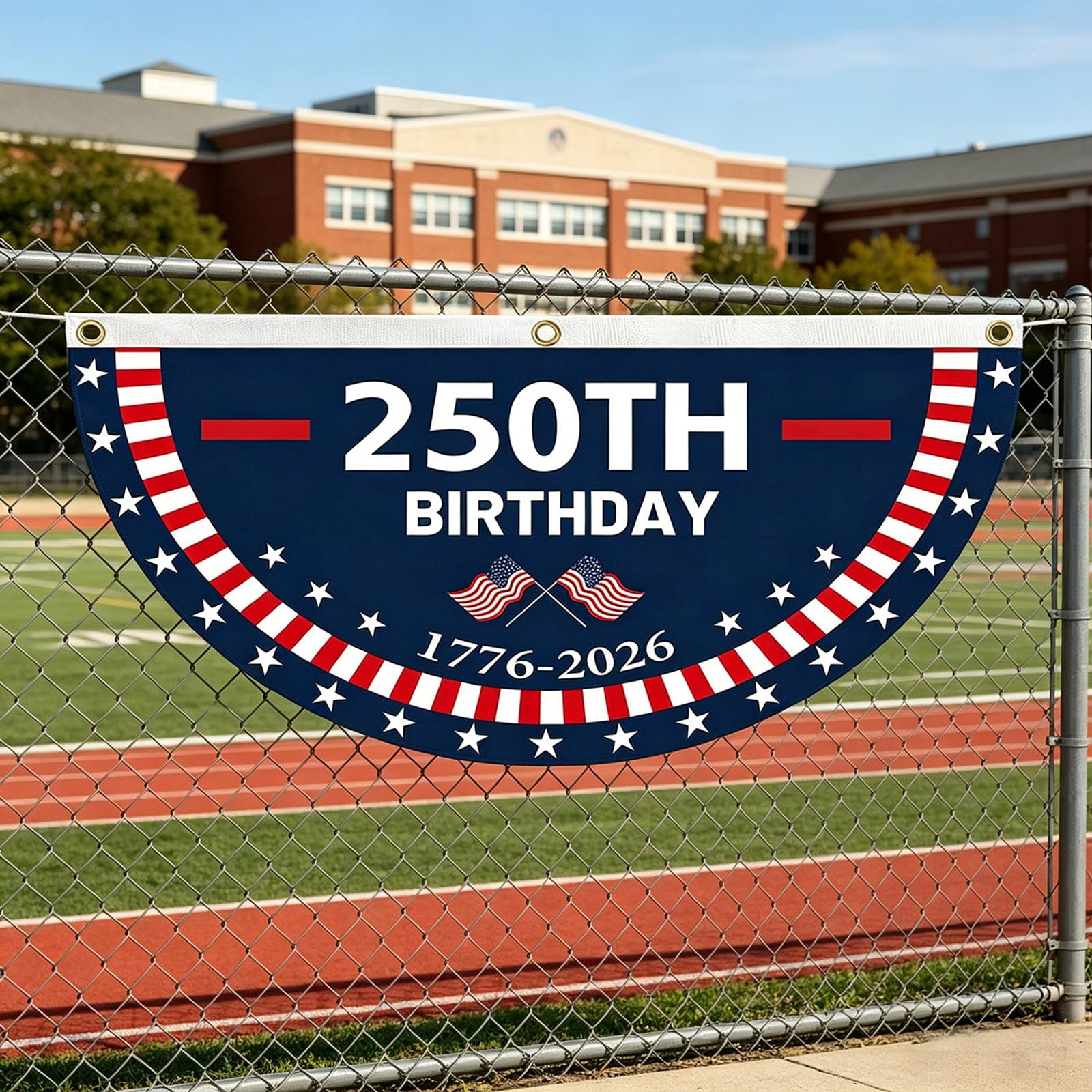 Patriotic 250th Anniversary Half Moon Banner, American Flag Themed 1776 ...