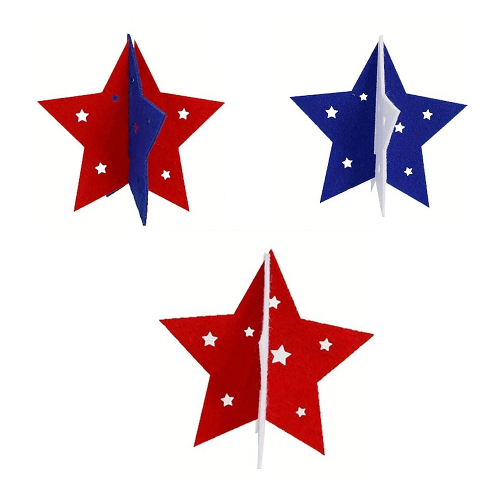 Patriotic 3D Hanging Star Decorations, Red and Blue Paper Stars with ...