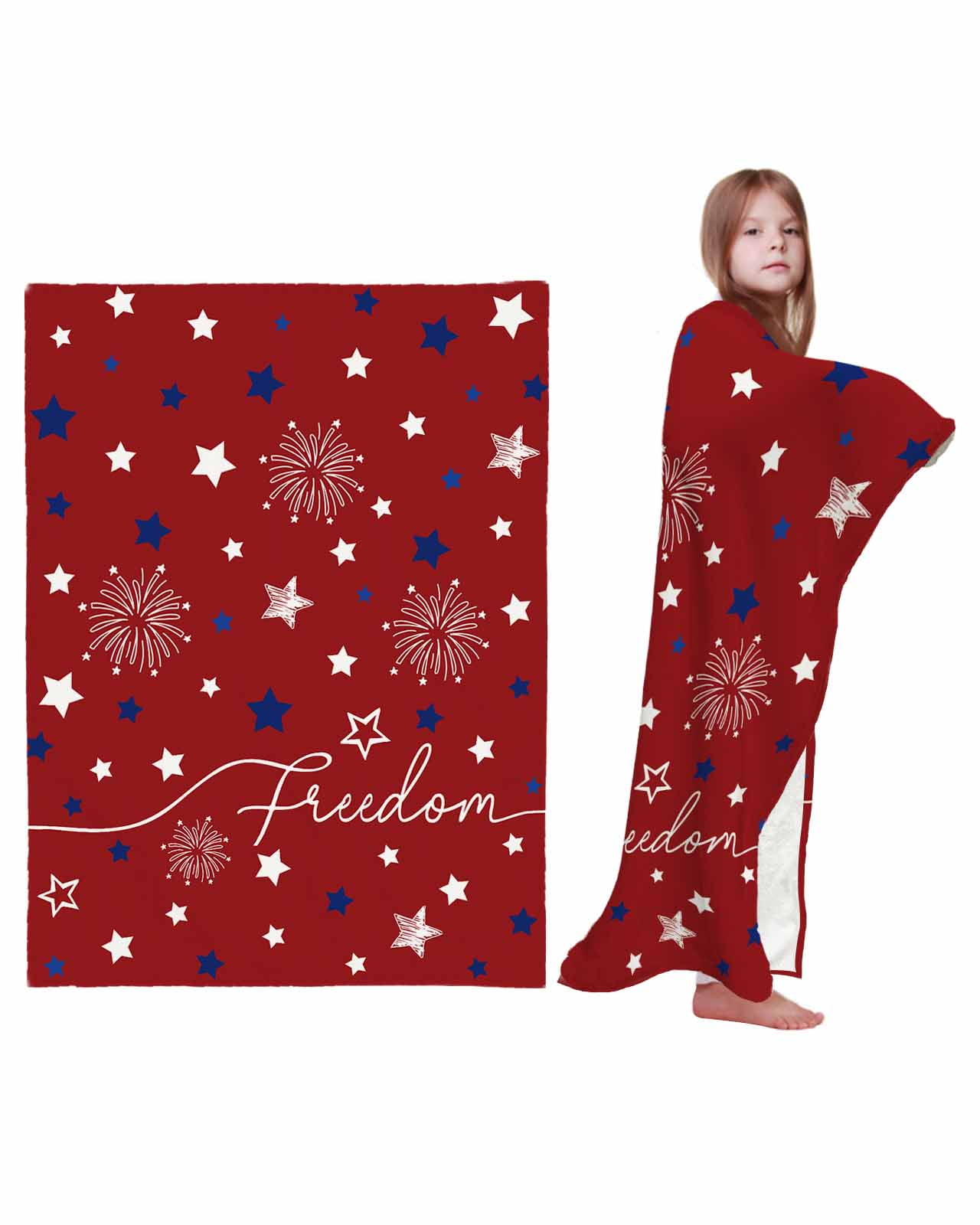 Patriotic 4th of July Baby Blankets for Girls/Boys, Red White Blue ...