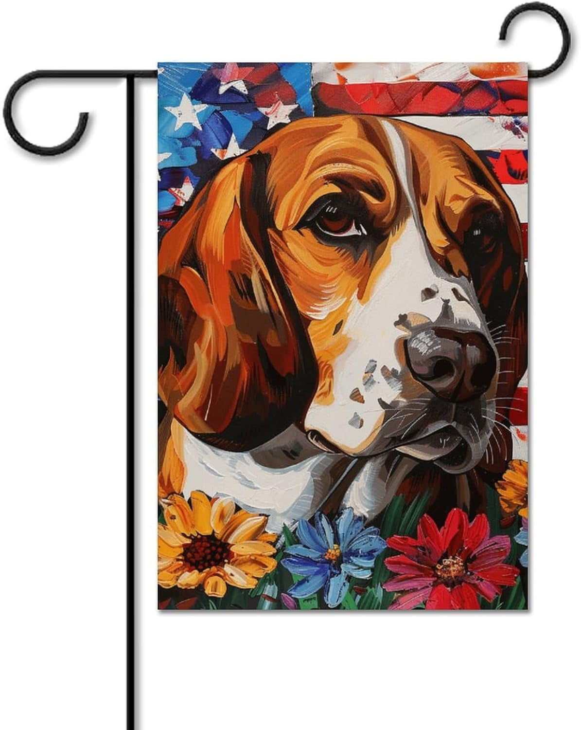 Patriotic 4th of July Dog Garden Flags Beagle Dog And Flowers Flag ...