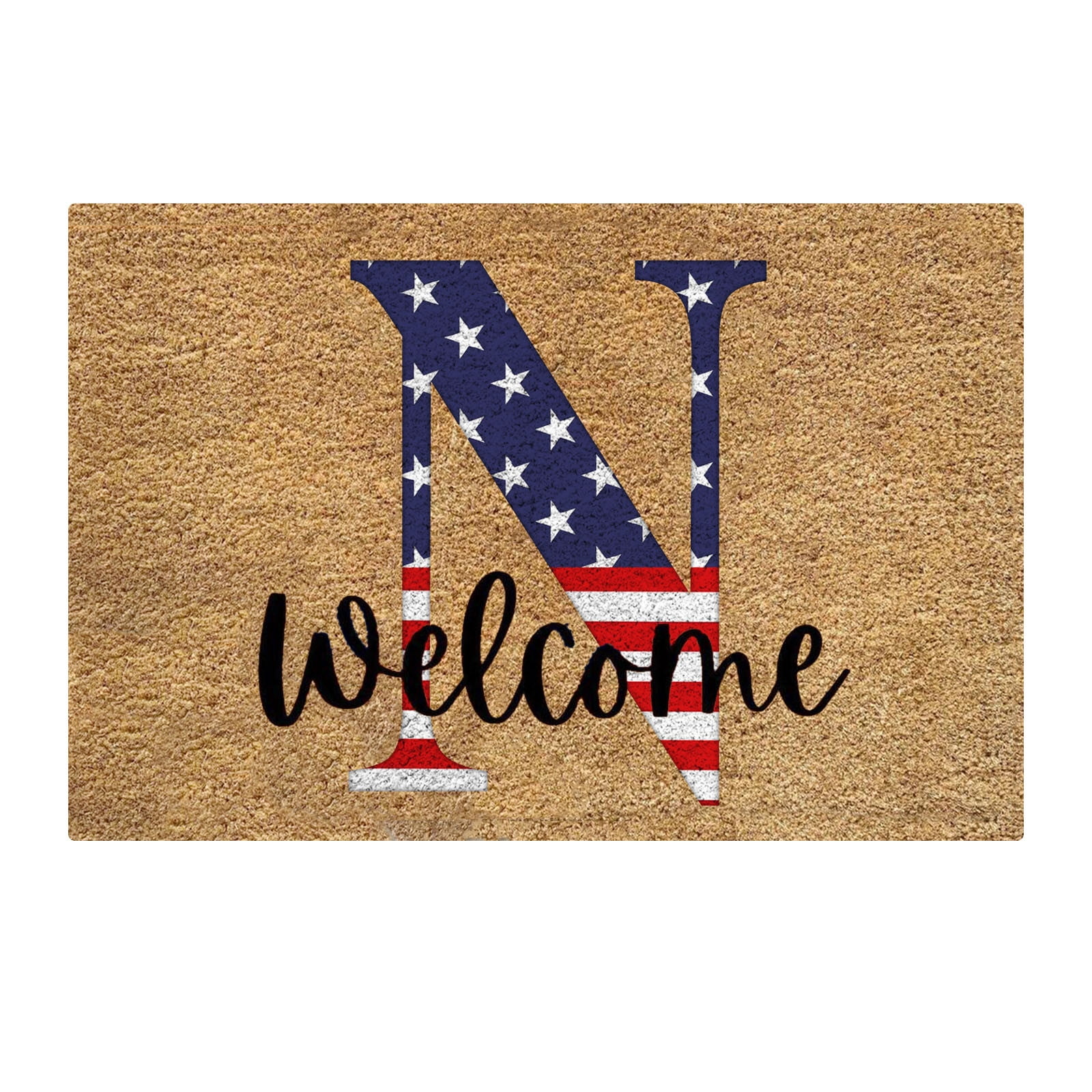 Patriotic 4th of July Door Mat Initials A-Z Welcome Door Mats 16"x24 ...