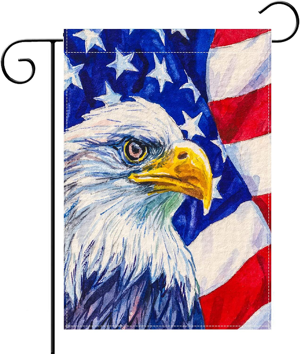Patriotic 4th of July Garden Flag for Outside Double Sided Watercolor ...