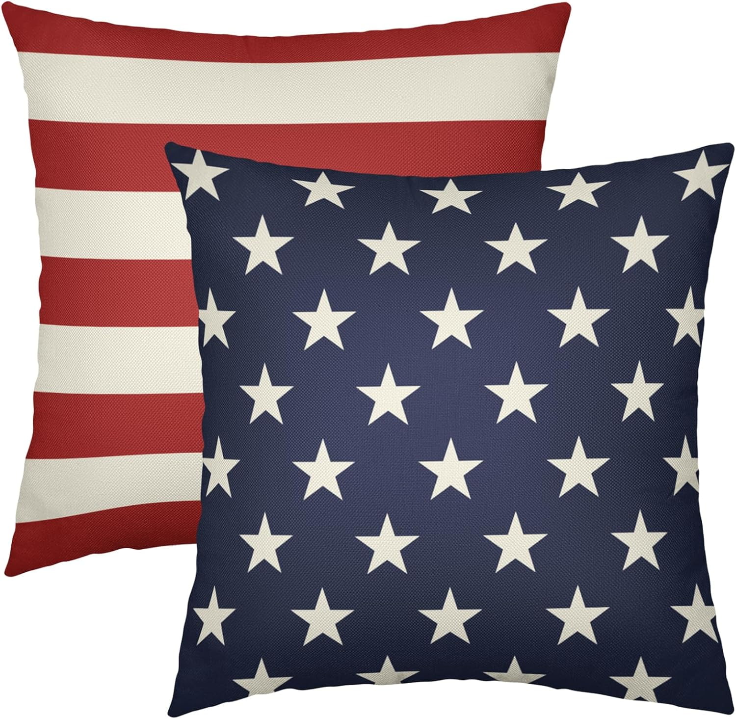 Patriotic 4th of July Pillow Covers 18x18 Set of 2 Blue Star Red Stripe ...