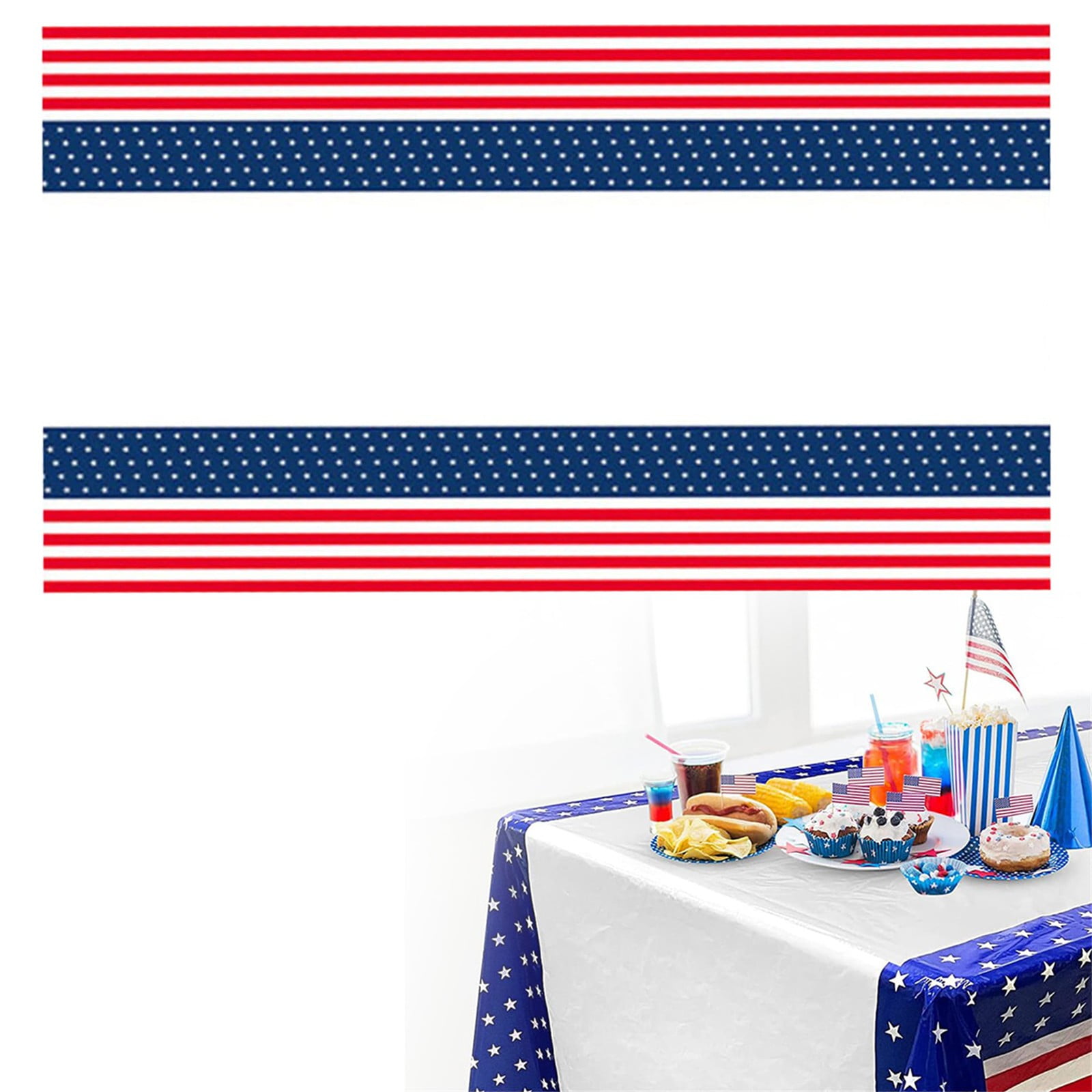 Patriotic 4th of July Tablecloth 51"x86", American Flag Table Cover for ...