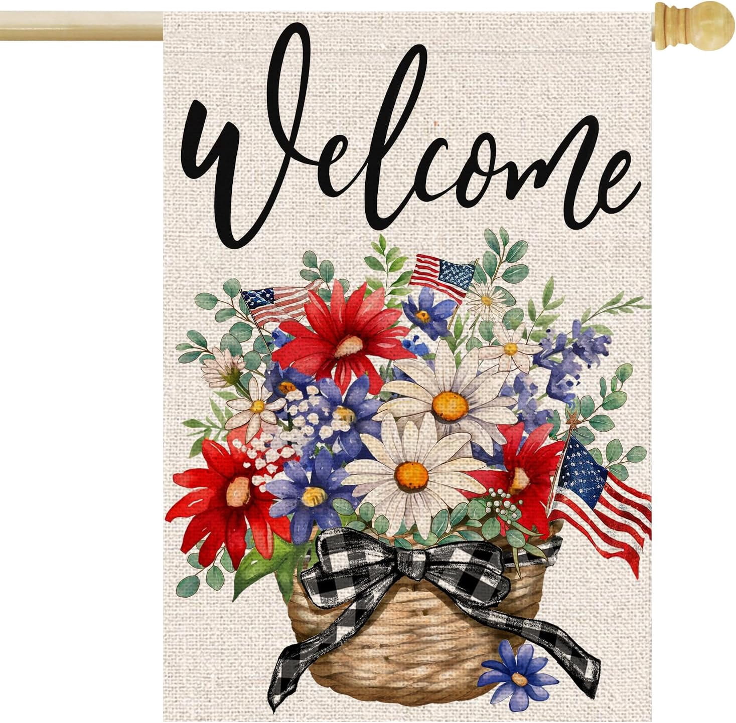 Patriotic 4th of July Garden Flag Double Sided Outside Burlap Flag ...
