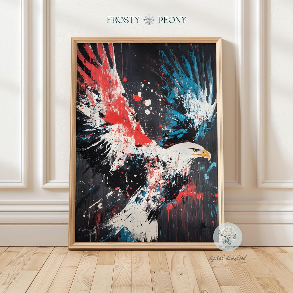 Patriotic Abstract Bald Eagle Art Print, Expressive Wall Art, Modern ...