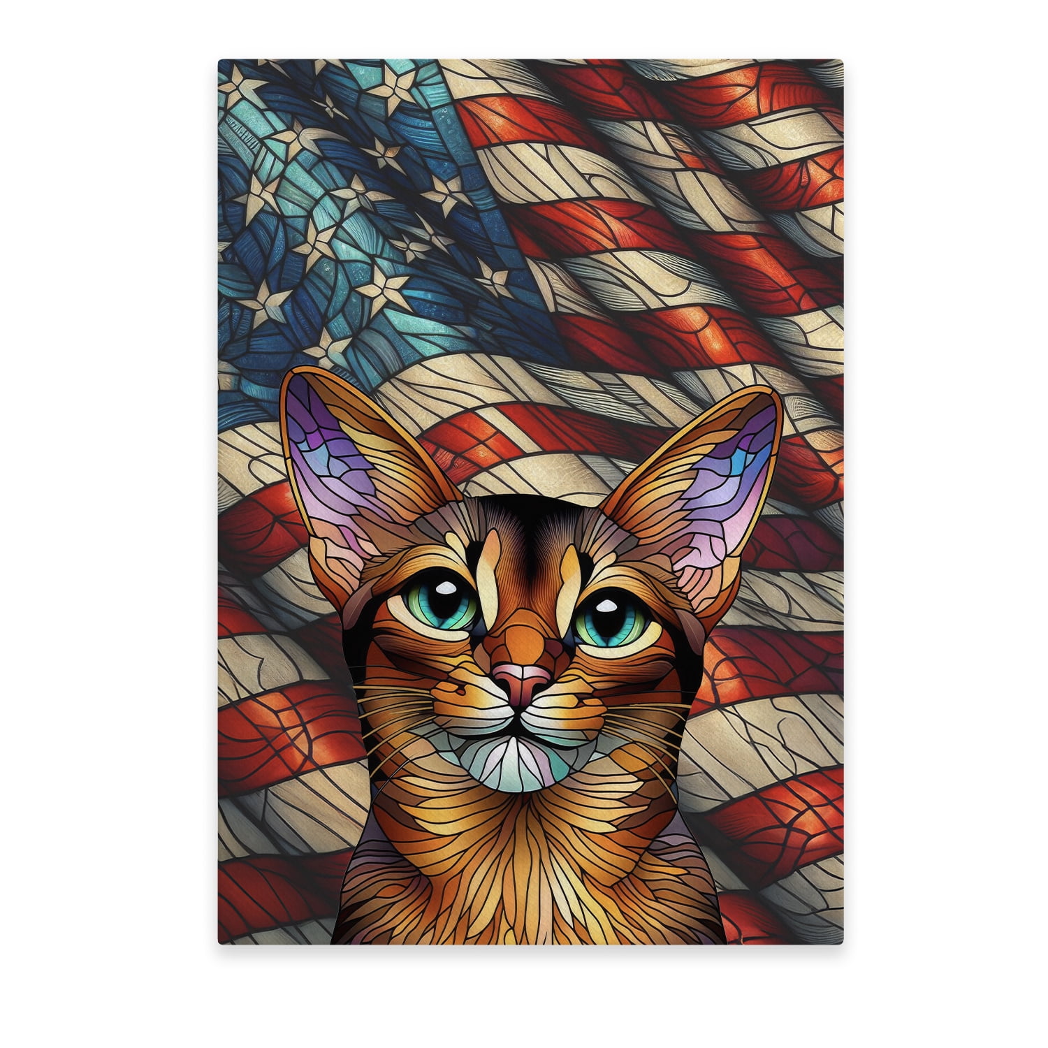 Patriotic Abyssinian Stained Glass Portrait American Flag Vertical ...