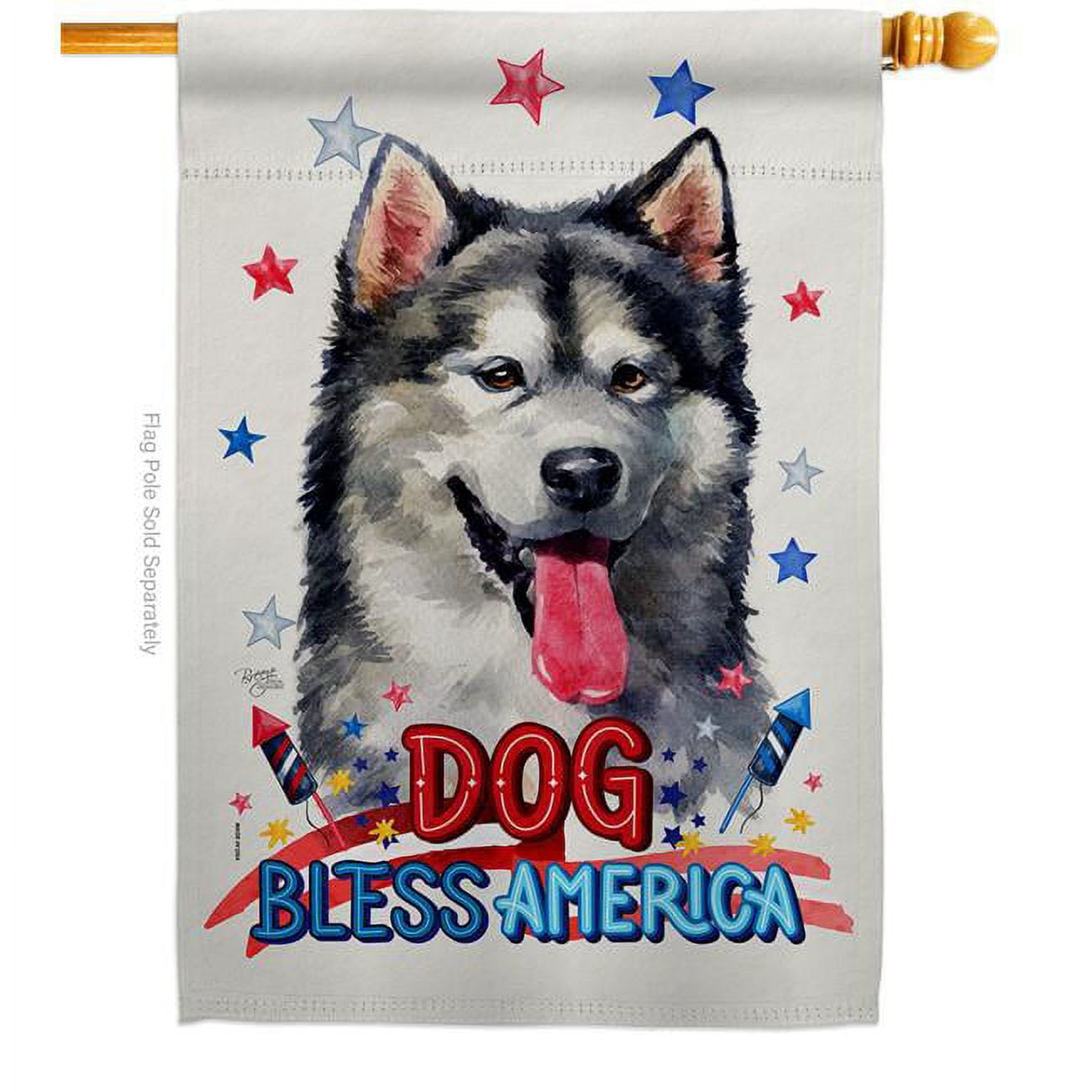Patriotic Alaskan Malamute Animals Dog 28 x 40 in. Double-Sided ...