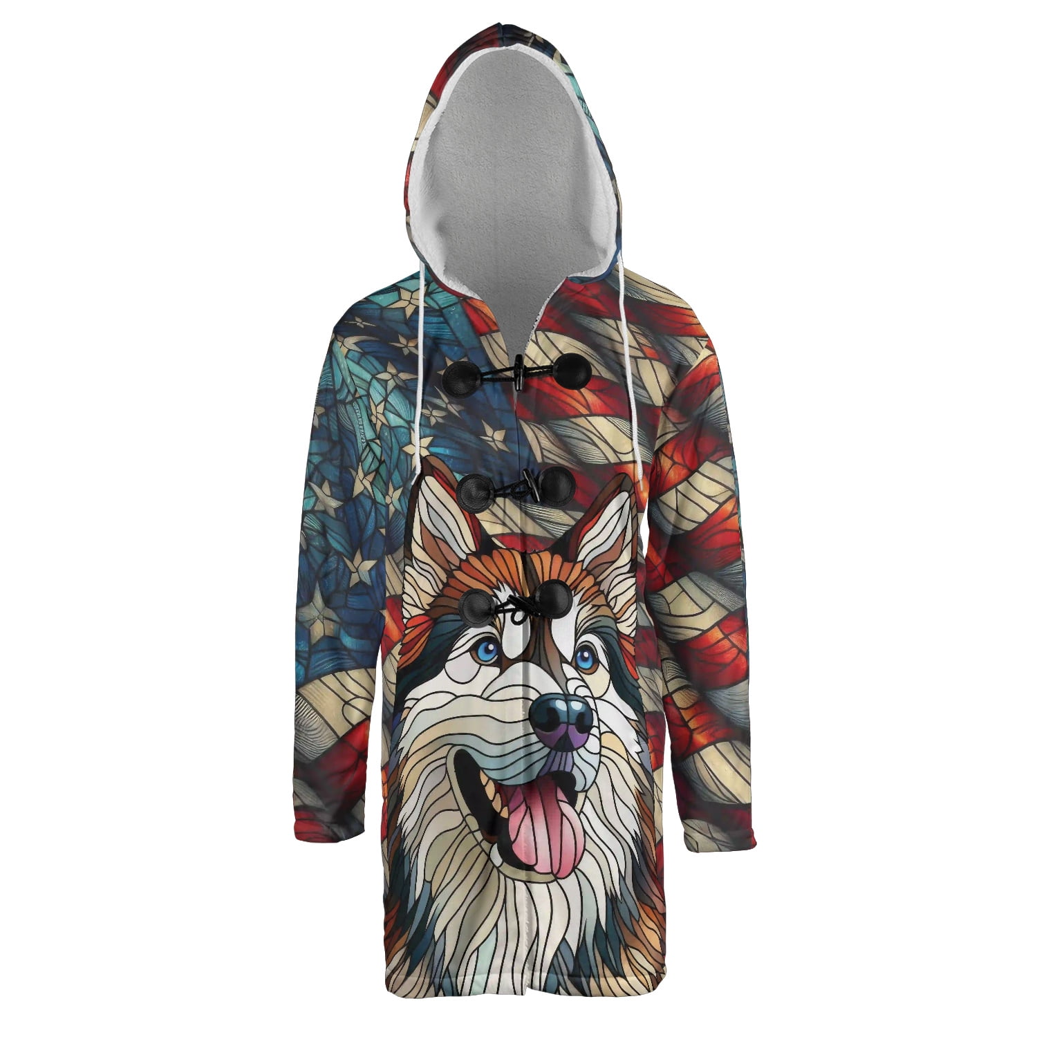 Patriotic Alaskan Malamute Stained Glass Portrait American Flag All ...