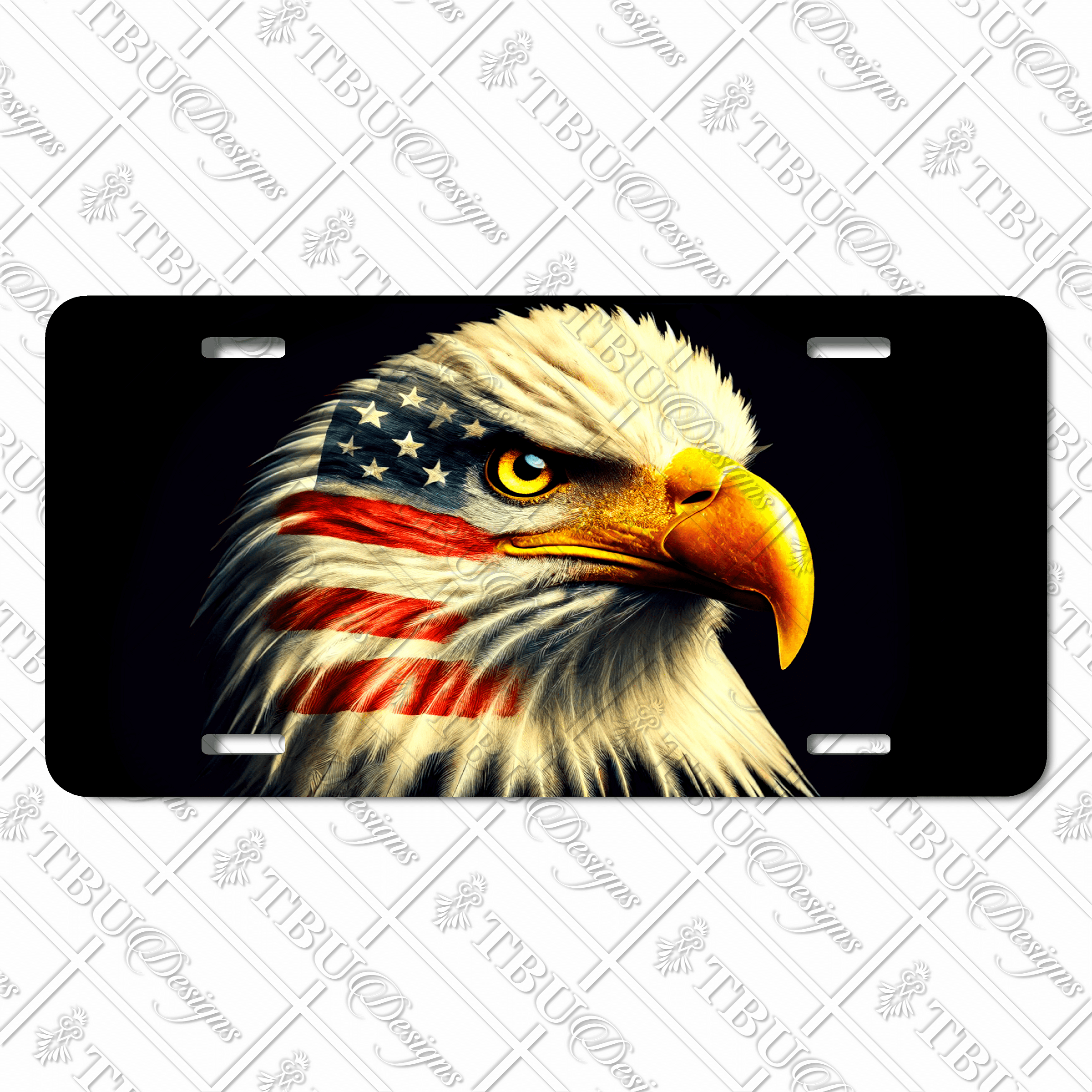 Patriotic American Bald Eagle Aluminum License Plate – USA Flag ...