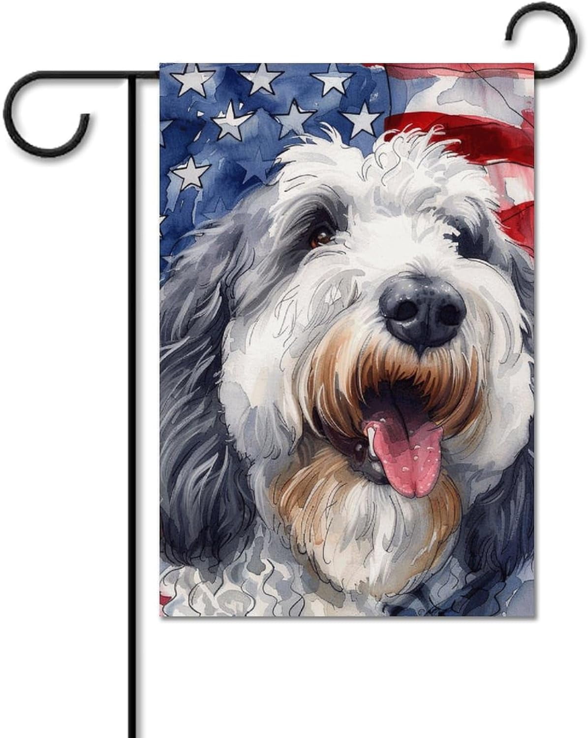 Patriotic American Dog Garden Flags 28 X 40 inch Old English Sheepdog ...