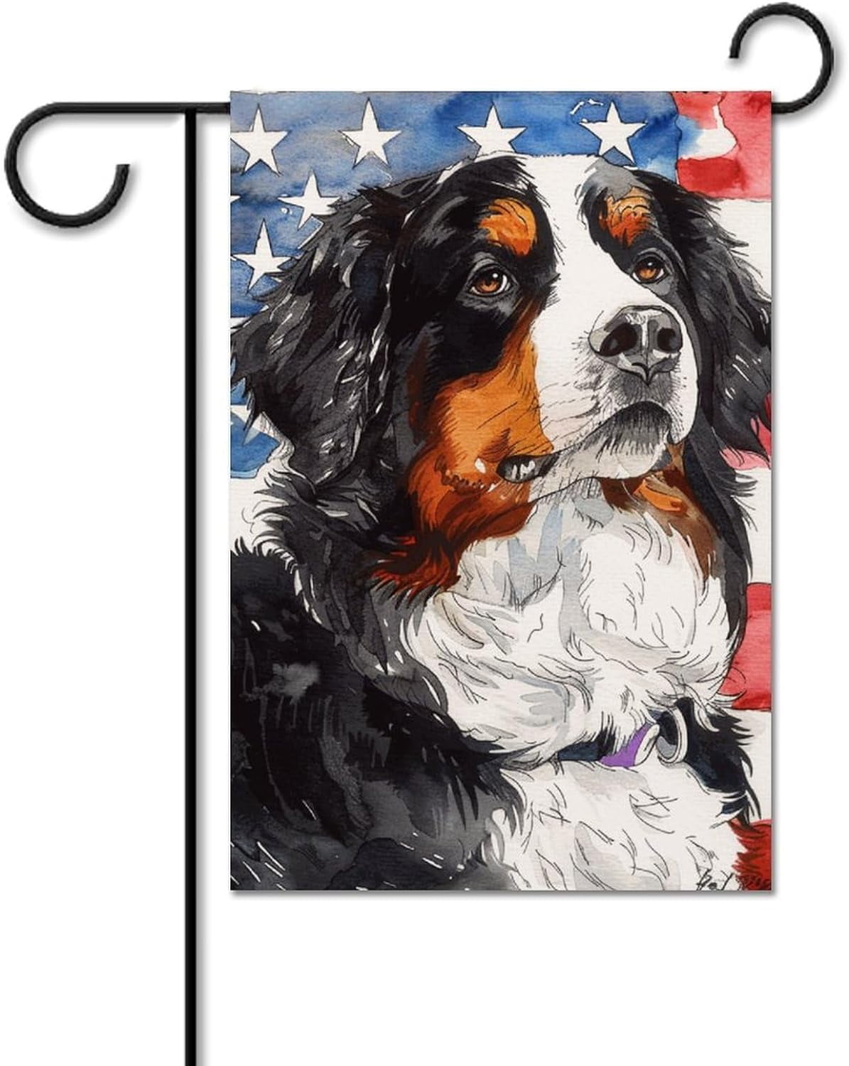 Patriotic American Dog Garden Flags Bernese Mountain Dog Flag Double Sided Holiday Decorative ...