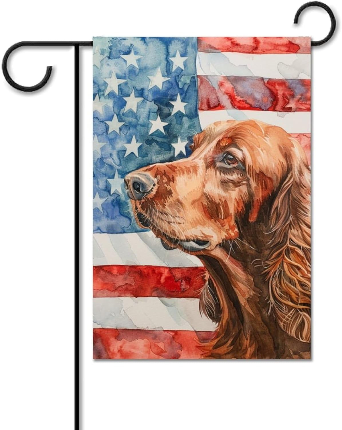 Patriotic American Dog Garden Flags Irish Setter Dog 4th of July Flag ...