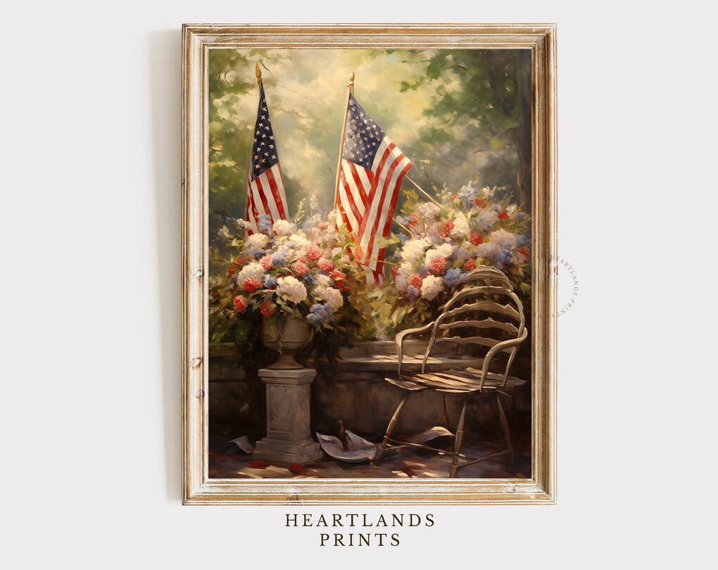 Patriotic American Flag 4Th Of July Wreaths Wall Art Printable Garden ...