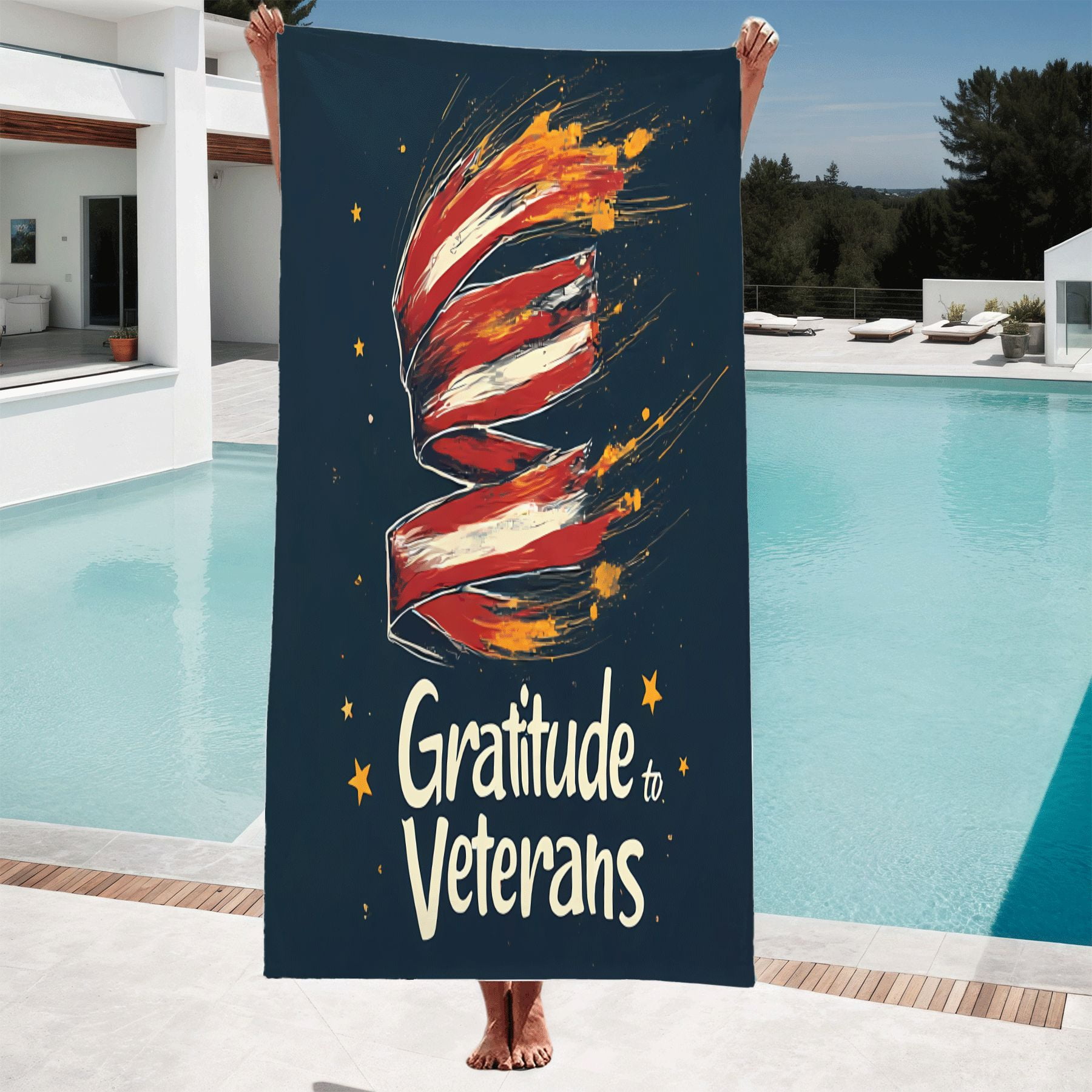 Patriotic American Flag Beach Towel - Dynamic Design ' Thank You ...