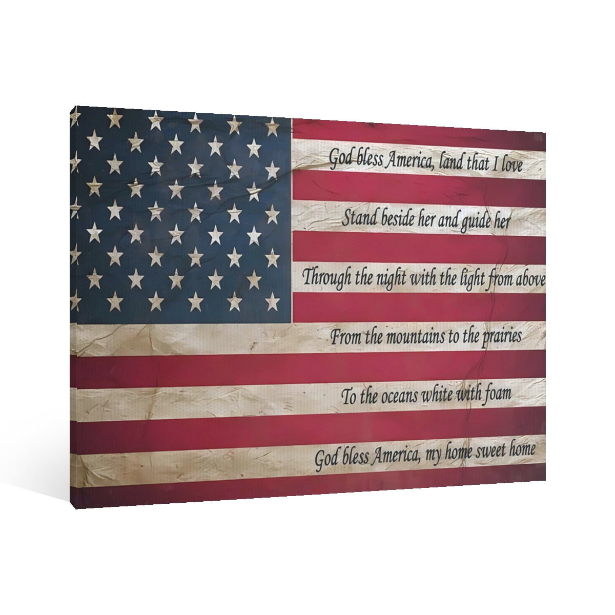Patriotic American Flag Canvas Wall Art Print ,Vintage 4th July ...