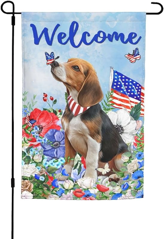Patriotic American Flag Dachshund Dog 4th Of July Flowers Garden Flag ...