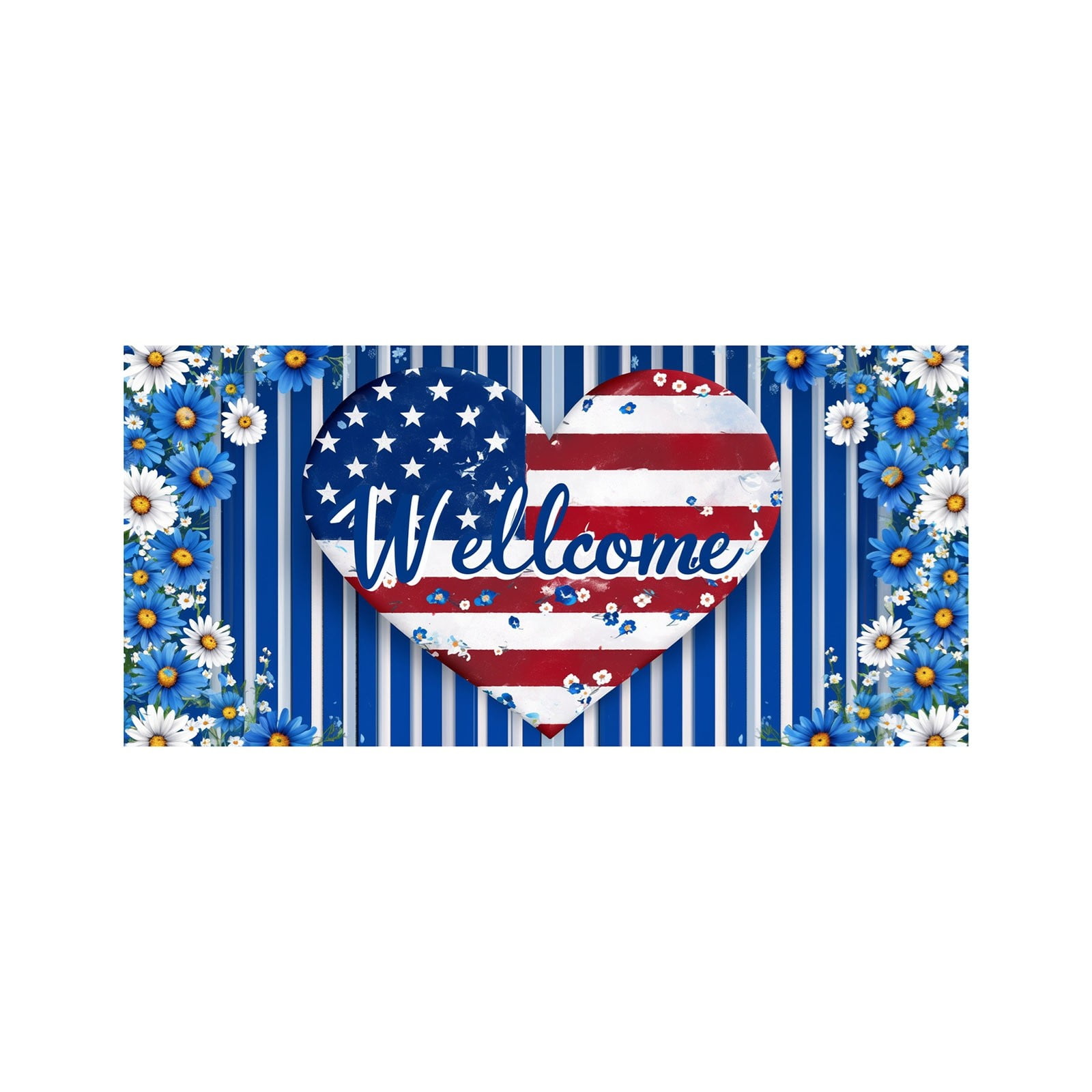 Patriotic American Flag Doormat - 18x30 Inch Non- 4th of July Welcome ...