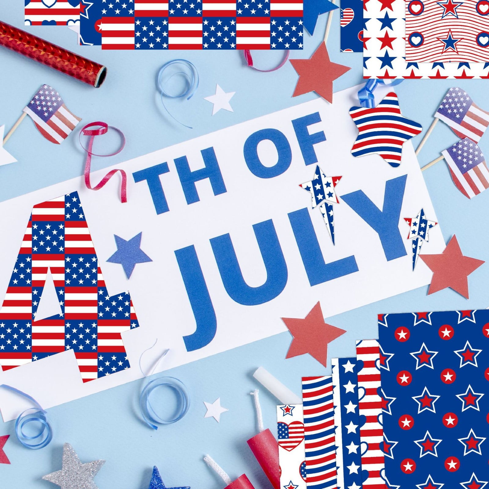 Patriotic American Flag Double-Sided Paper,American National Day ...
