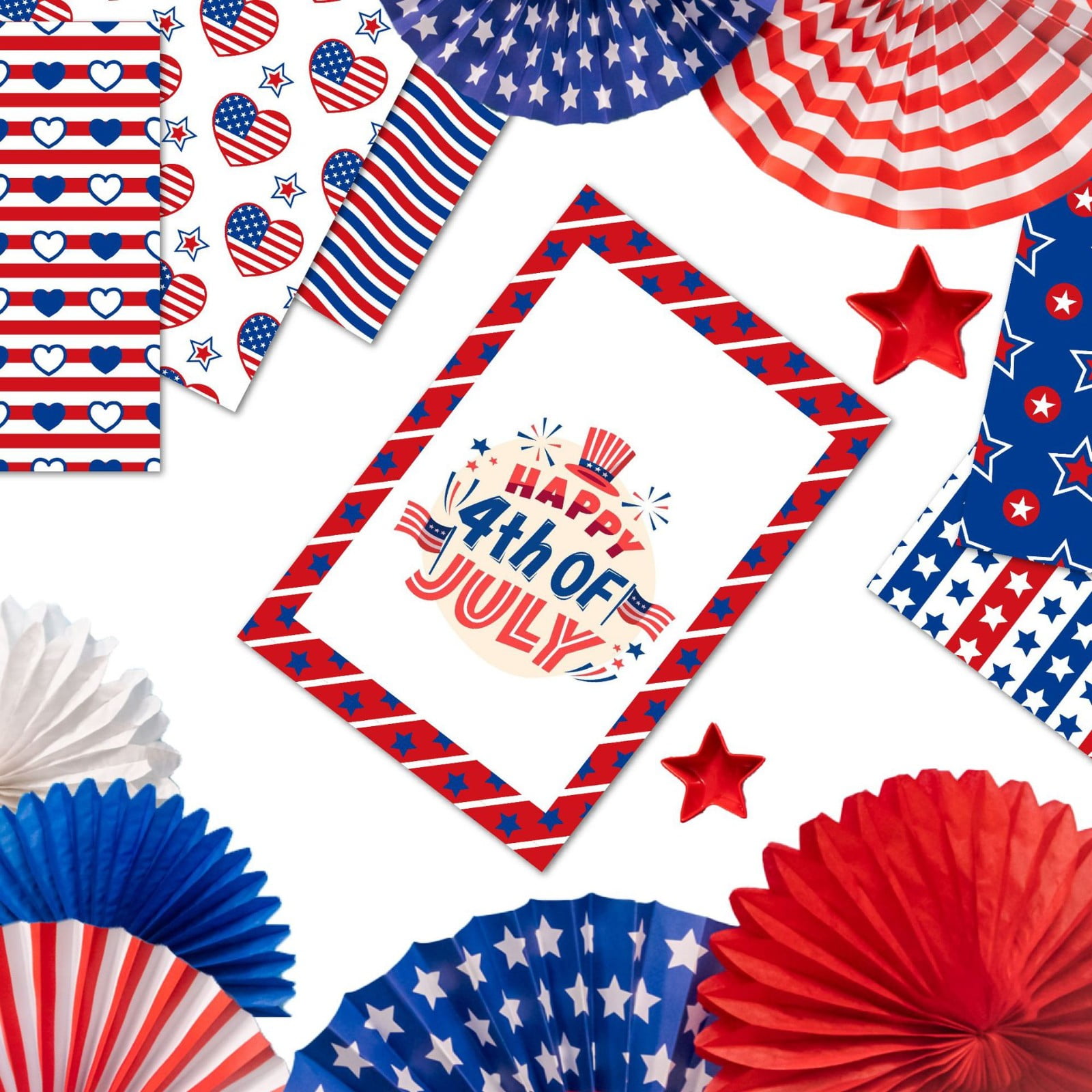 Patriotic American Flag Double-Sided Paper,American National Day ...