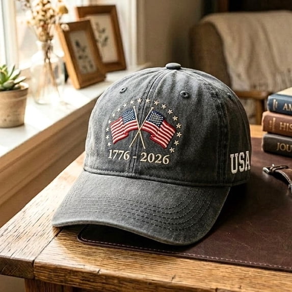 Patriotic American Flag Embroidered Washed Cotton Baseball Cap ...