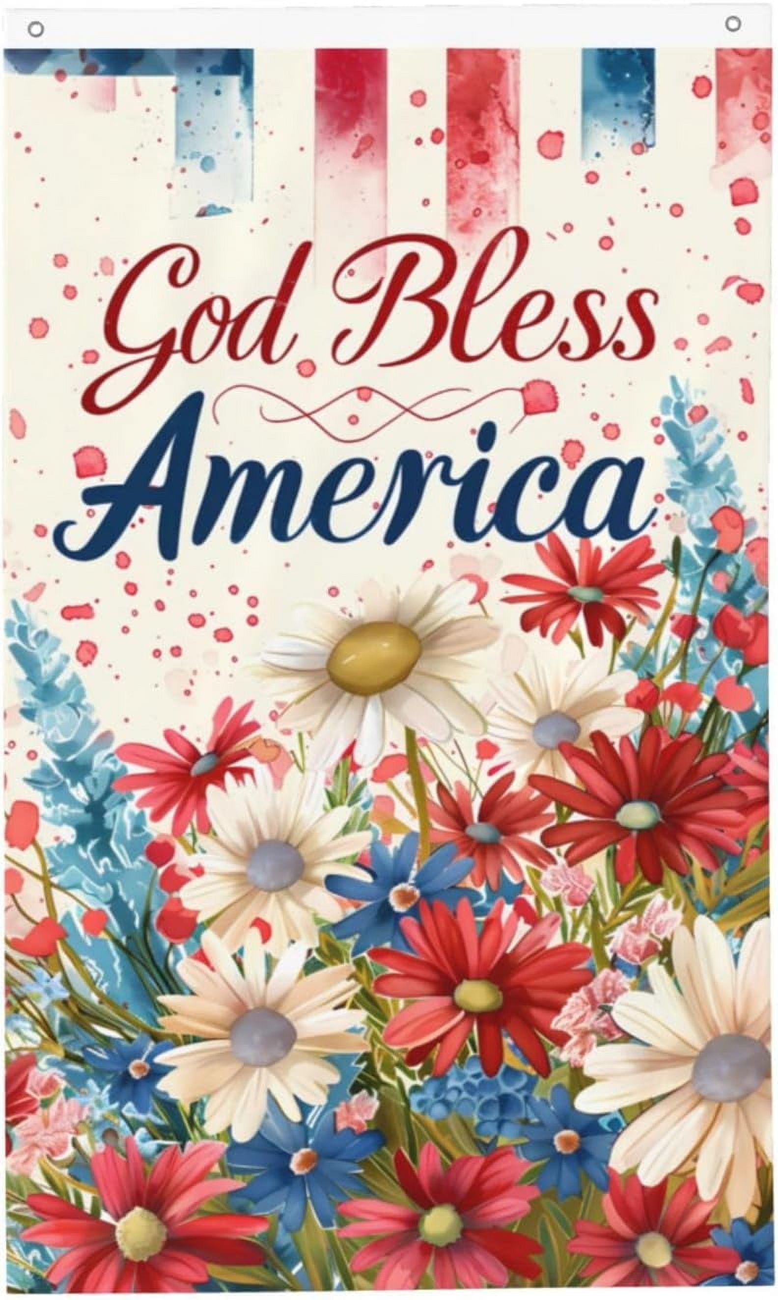 Patriotic American Flag Floral 3x5 ft Flag Election Day Vertical Banner ...