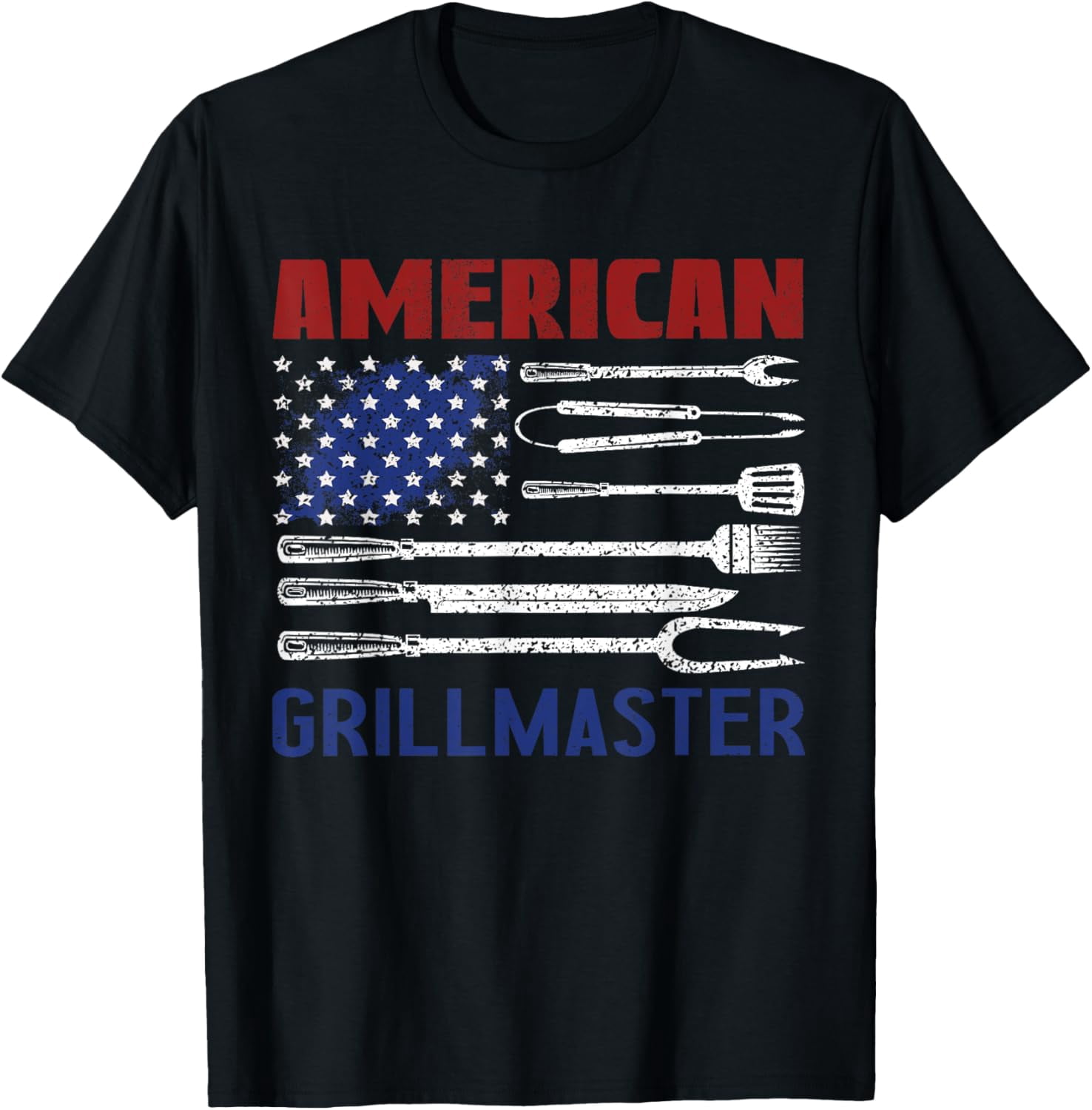 Patriotic American Flag Grill Barbeque Master T-Shirt - Walmart.com