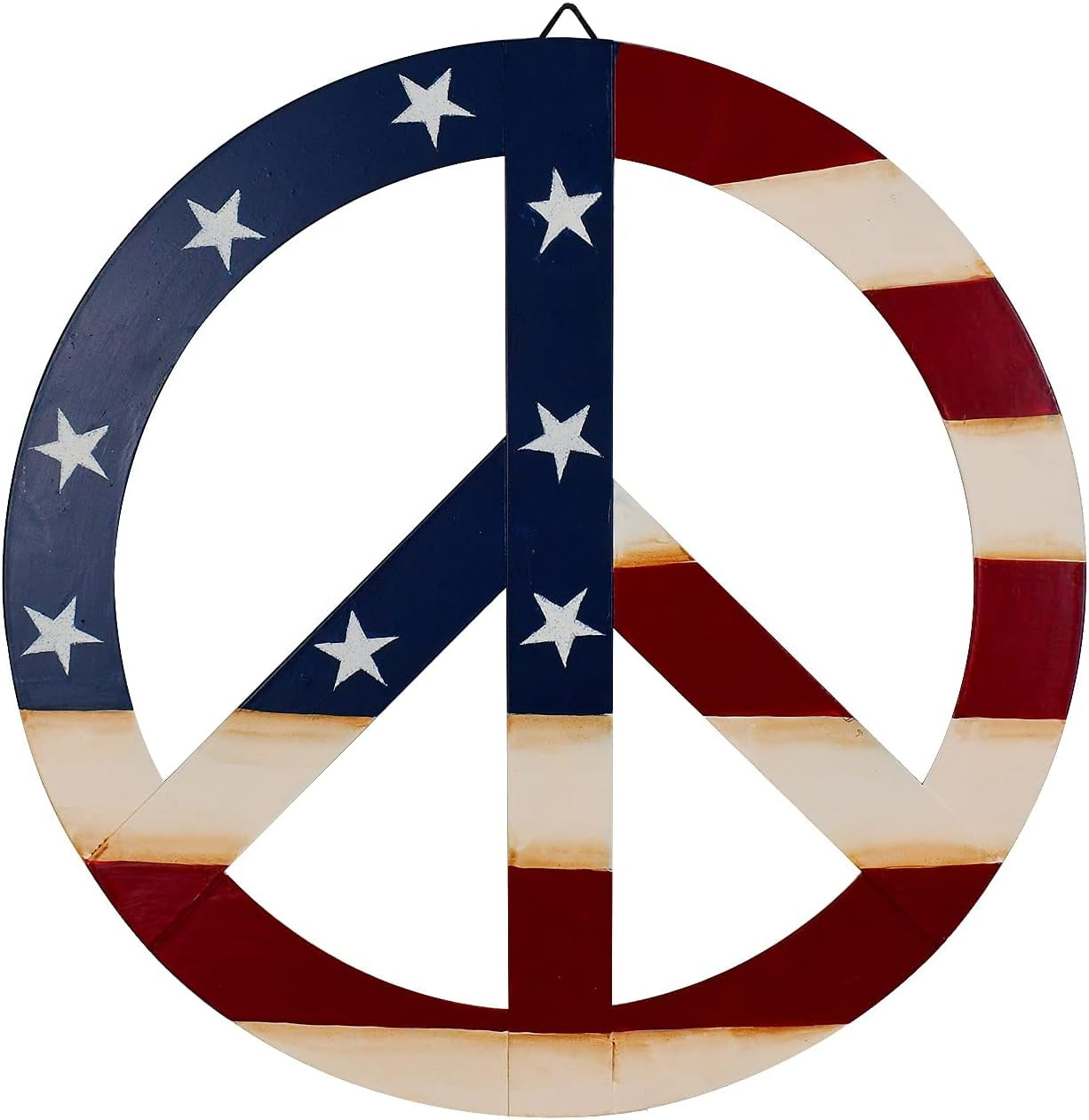 Patriotic American Flag Metal Peace Sign, Decorative Hanging Sign Wall ...