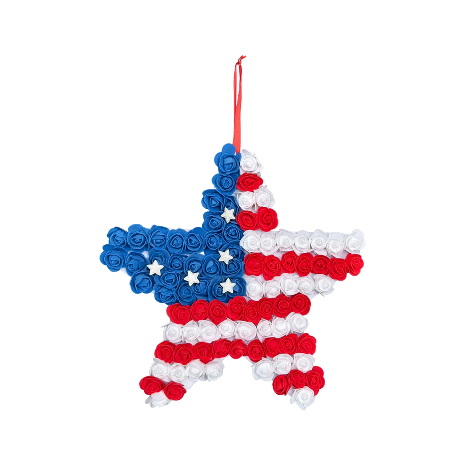 Patriotic American Flag Rose Wreath Handmade Red, White, Blue Floral ...