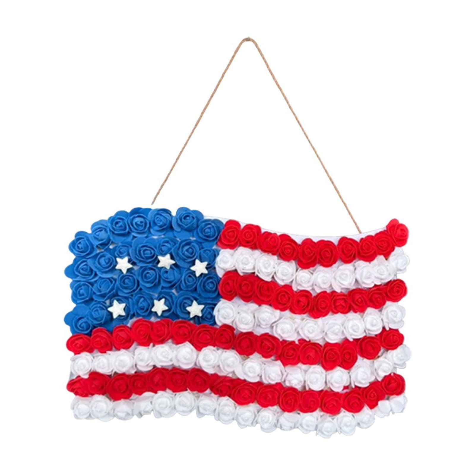 Patriotic American Flag Rose Wreath Red, White, and Blue Floral ...