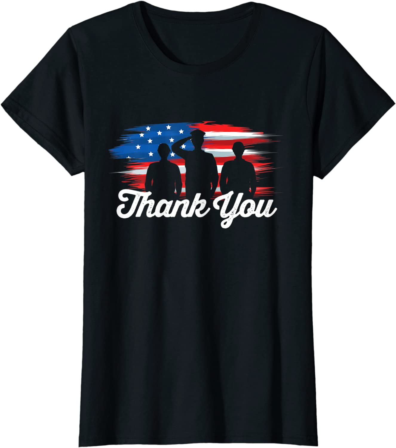 Patriotic American Flag Thank You Veterans Day Soldiers T-Shirt ...