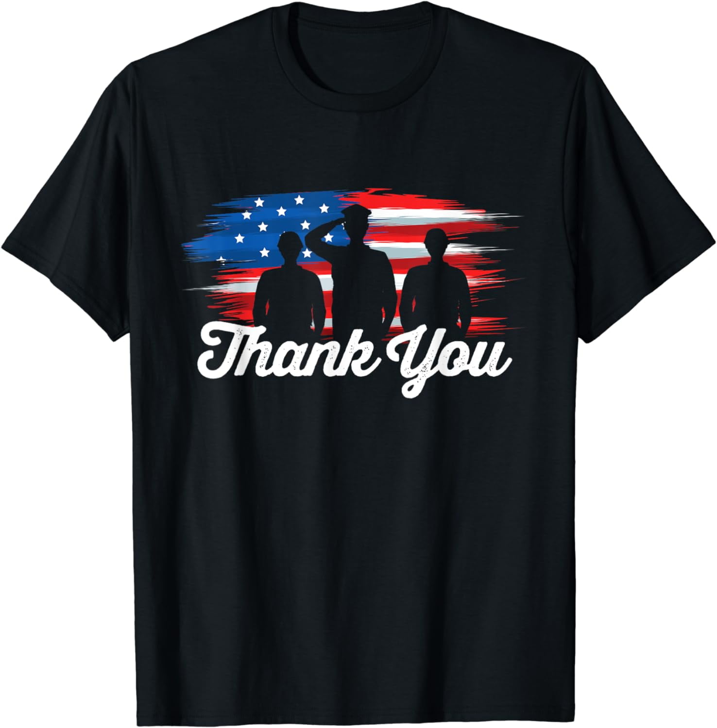Patriotic American Flag Thank You Veterans Day Soldiers T-Shirt ...