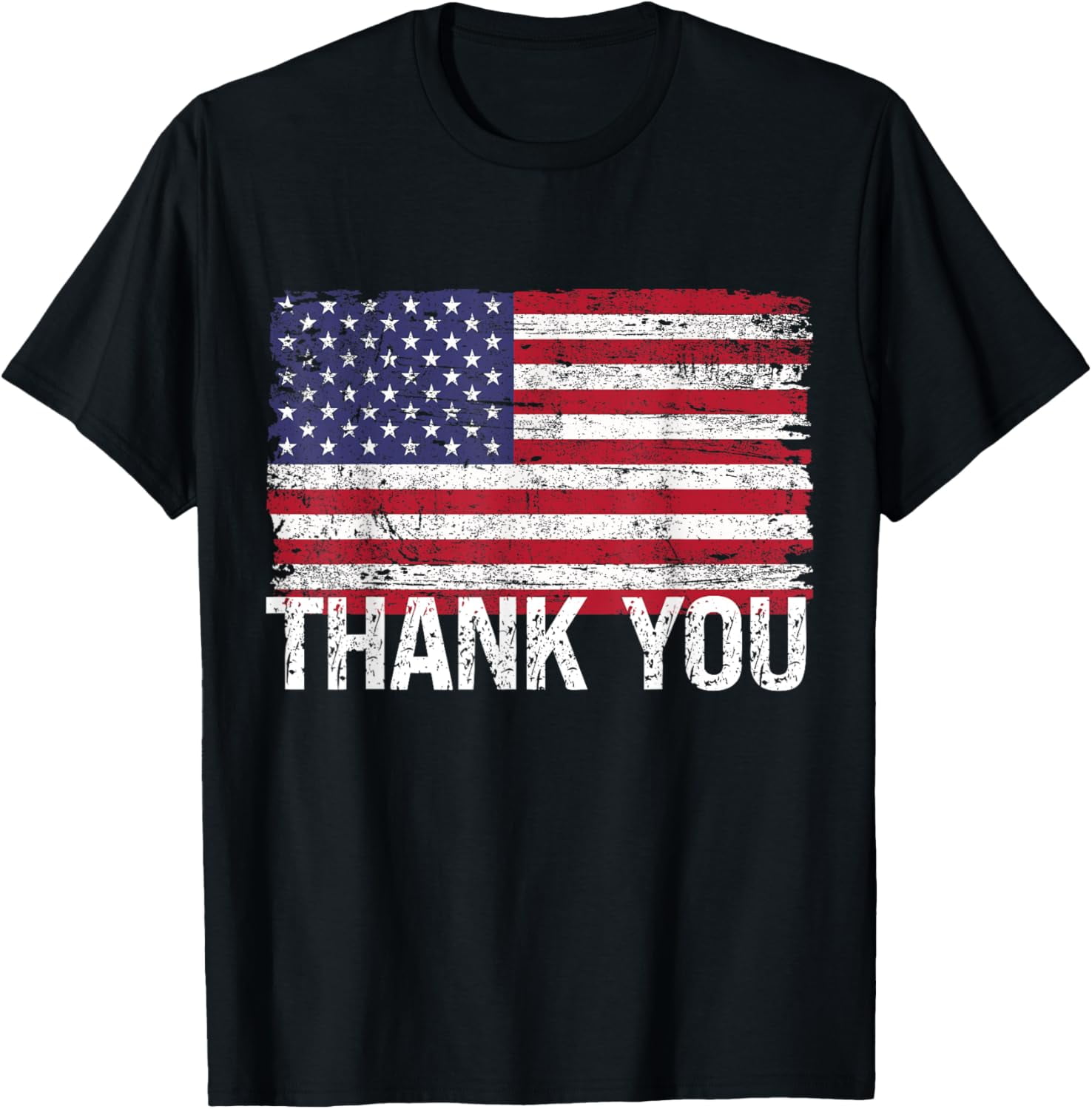 Patriotic American Flag Thank You Veterans Proud Service T-Shirt ...