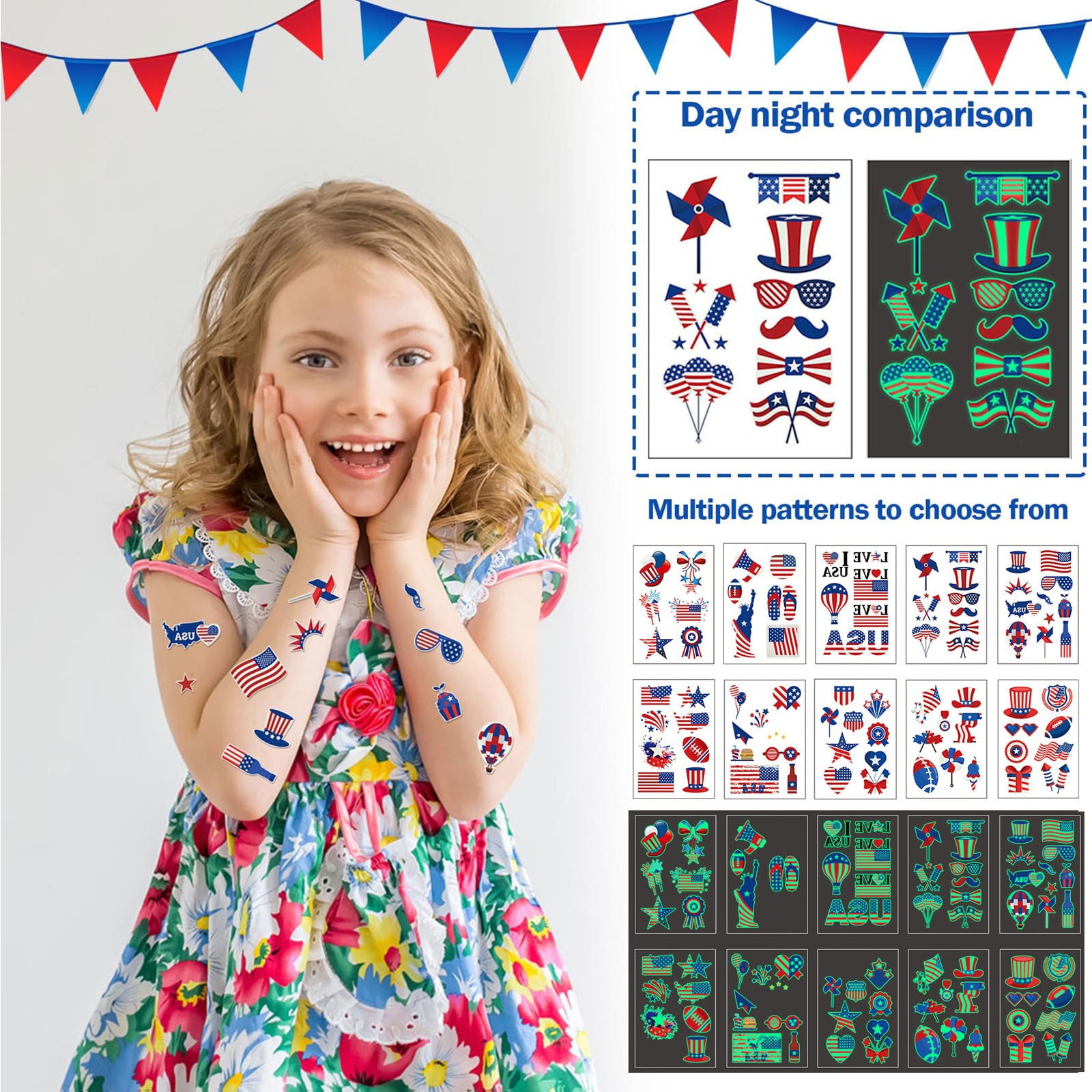 Patriotic American Flag Themed Fringe Banner 4 Pack, Red, White & Blue ...