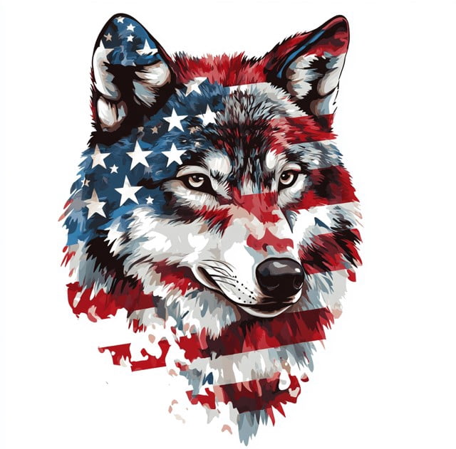 Patriotic American Flag Wolf Car Decal – USA Animal Vinyl Sticker for ...