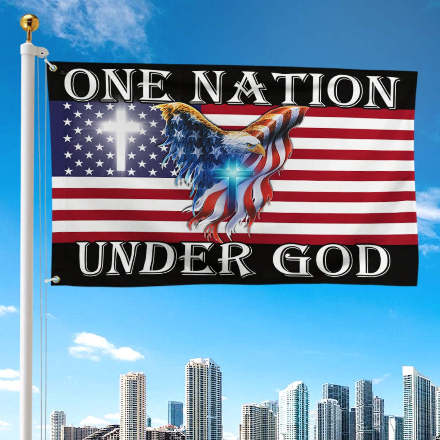 Patriotic American Flags, 4th of July Decorations, One Nation Under God ...