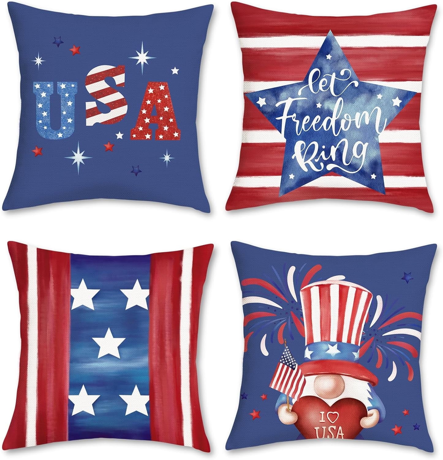 Patriotic American Pillow Covers 18x18 Inch American Flag Patriotic ...