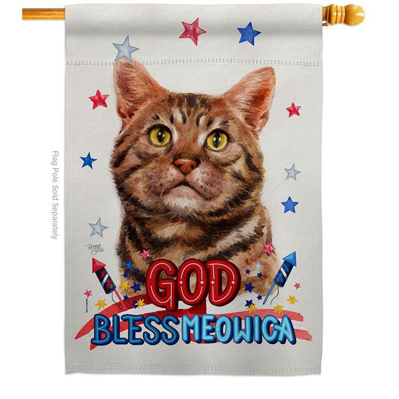 Patriotic American Short Hair Animals Cat 28 x 40 in. Double-Sided ...