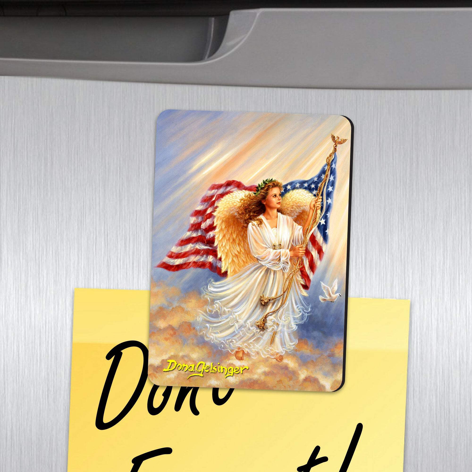 Patriotic Angel Wooden Refrigerator Magnets Dona Gelsinger Set of 3 ...