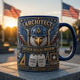 Patriotic Architect 3D Effect Mug, Design Builds Freedom Coffee Cup for ...