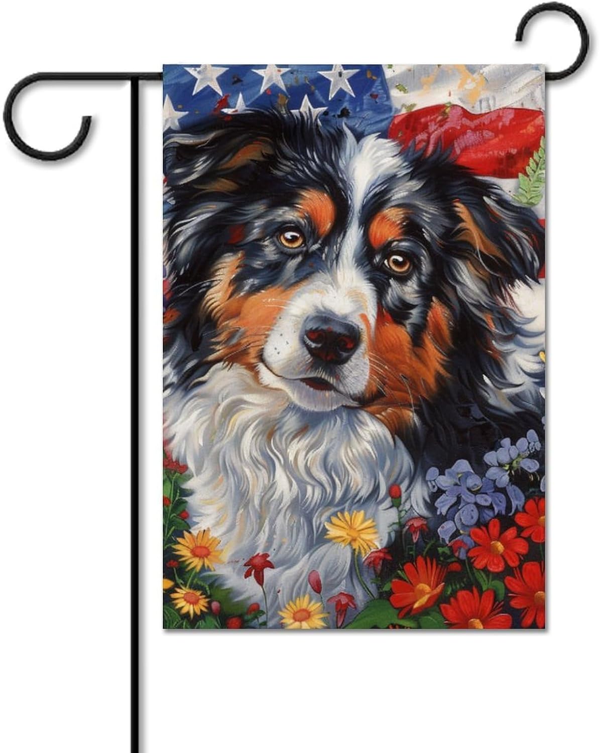 Patriotic Australian Shepherd Dog Garden Flags 4th of July Flag Double ...