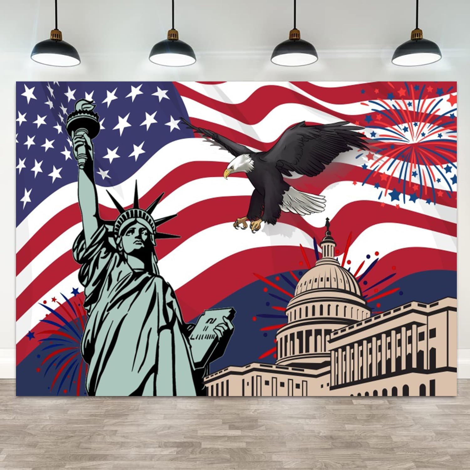 Patriotic Backdrop with American Flag Design USA Independence Day ...