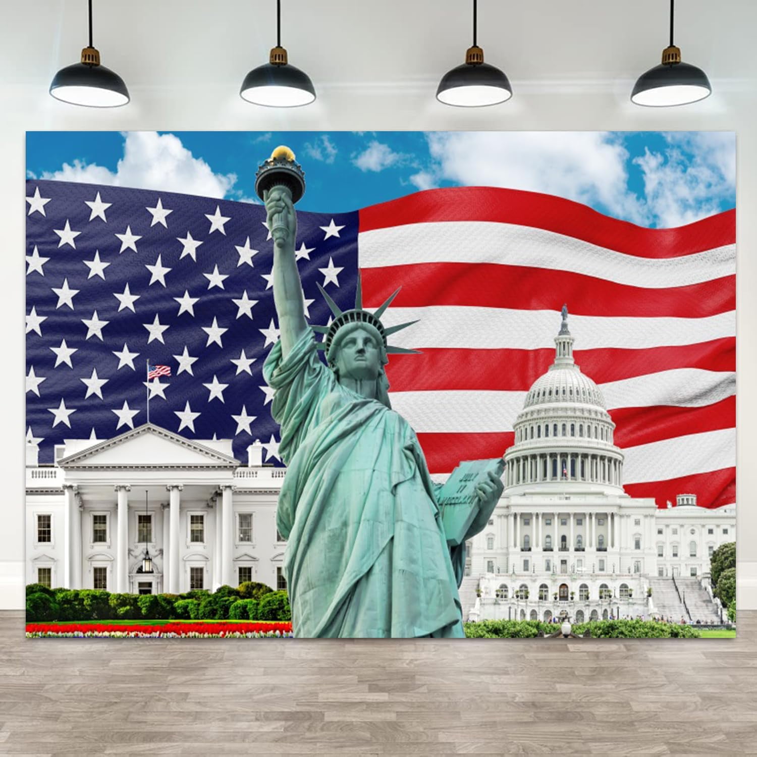 Patriotic Backdrop USA Flag Liberty Statue Capitol Photography ...