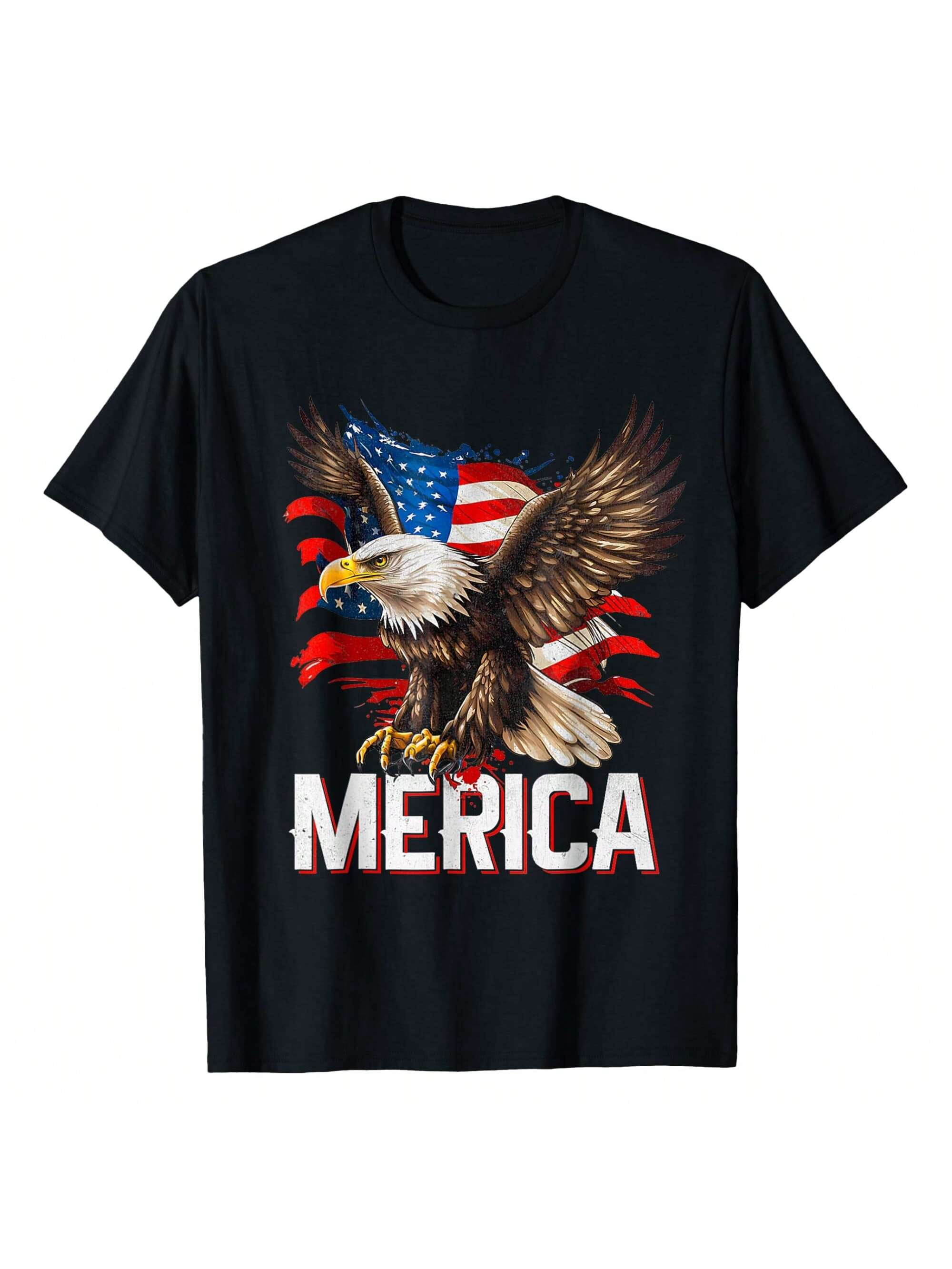 Patriotic Bald Eagle American Flag Merica Men's Graphic T-Shirt ...