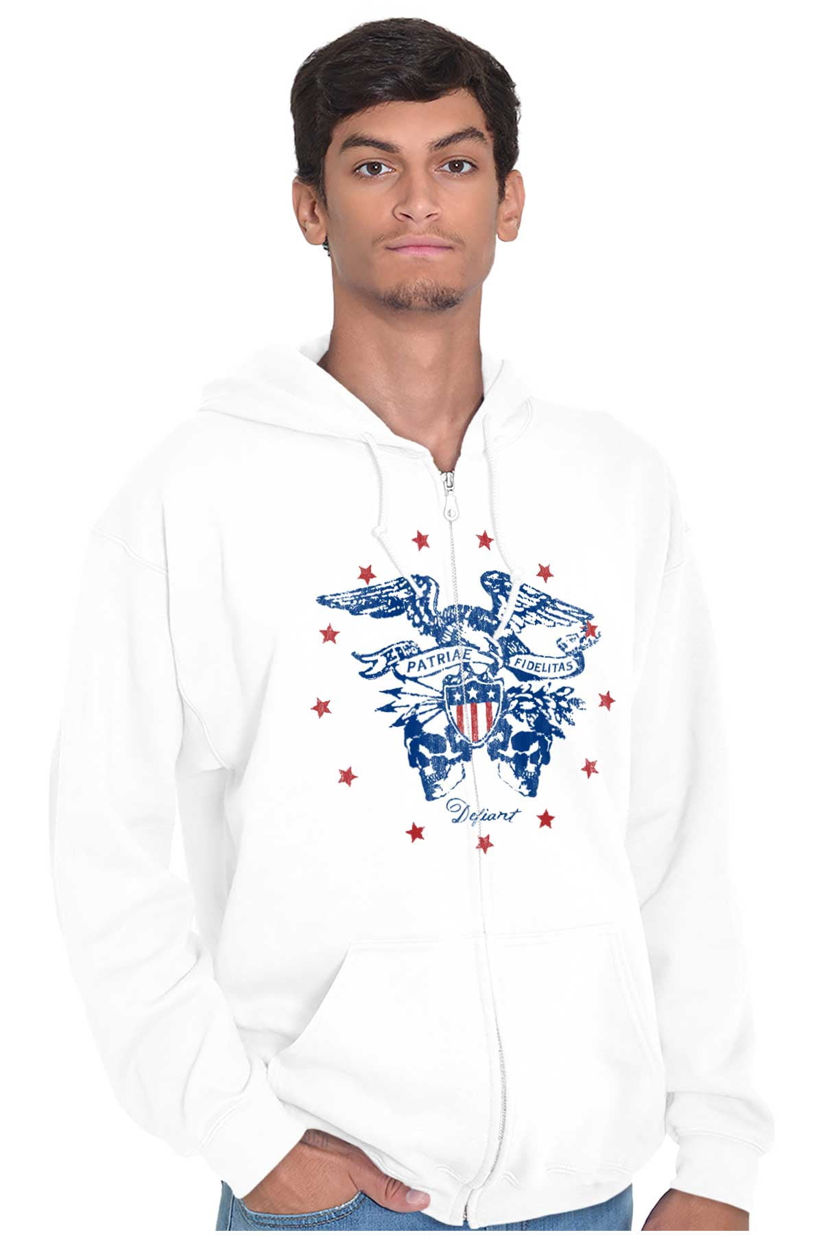 Patriotic Bald Eagle American Flag Zip Up Hoodie Men's Women's Brisco ...