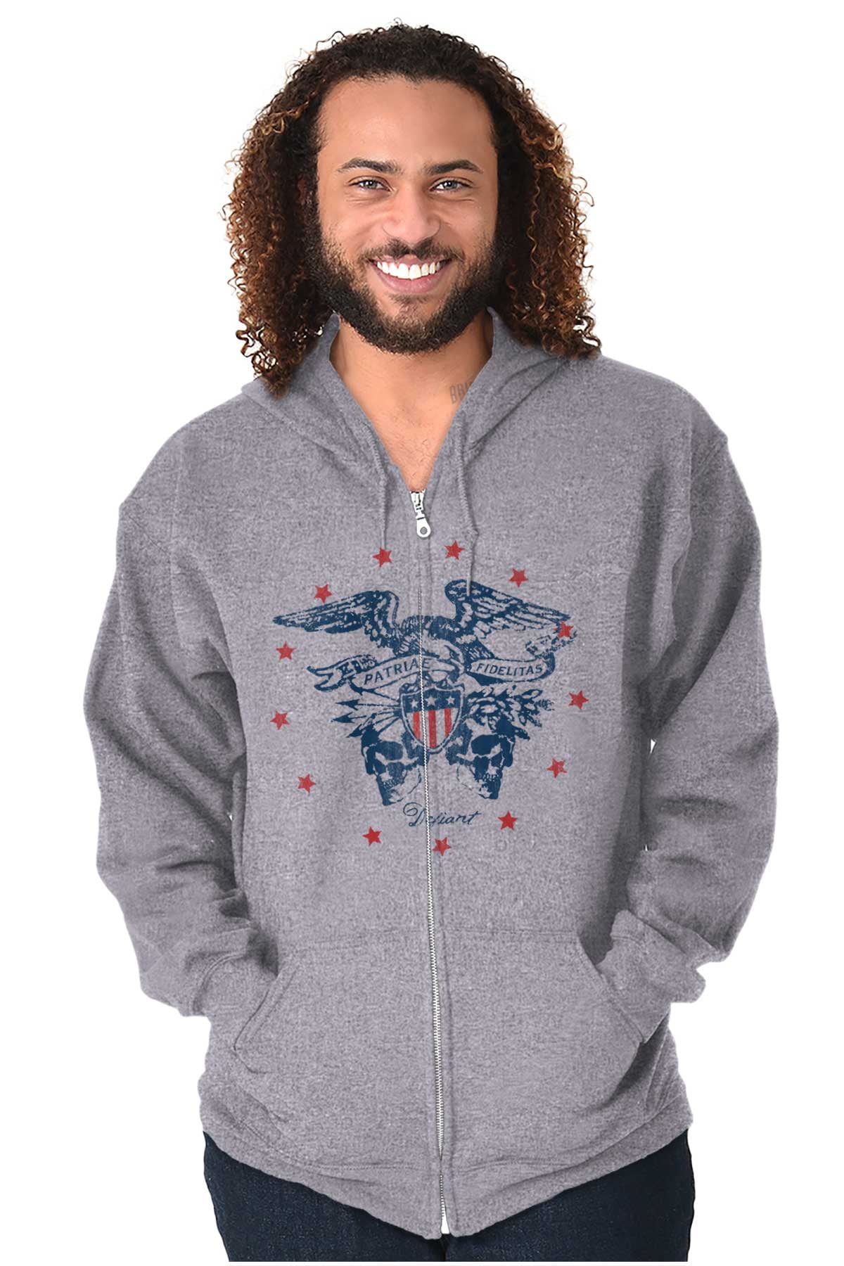 Patriotic Bald Eagle American Flag Zip Up Hoodie Men's Women's Brisco ...